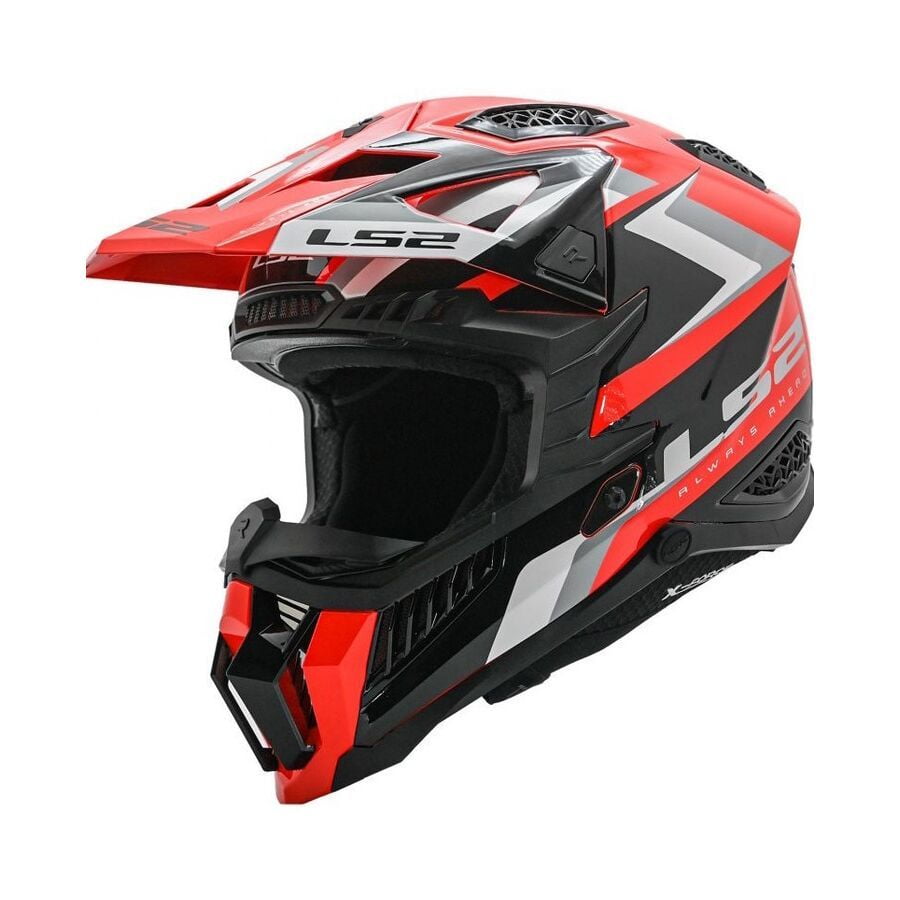 LS2 X Force Adult Off-Road Motorcycle Helmet - Gloss Red/Black/Gray ...