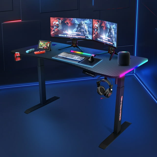 LSAMA Standing Desks, Whole Piece Desktop, LED For Gaming Desk,48 x 24 ...
