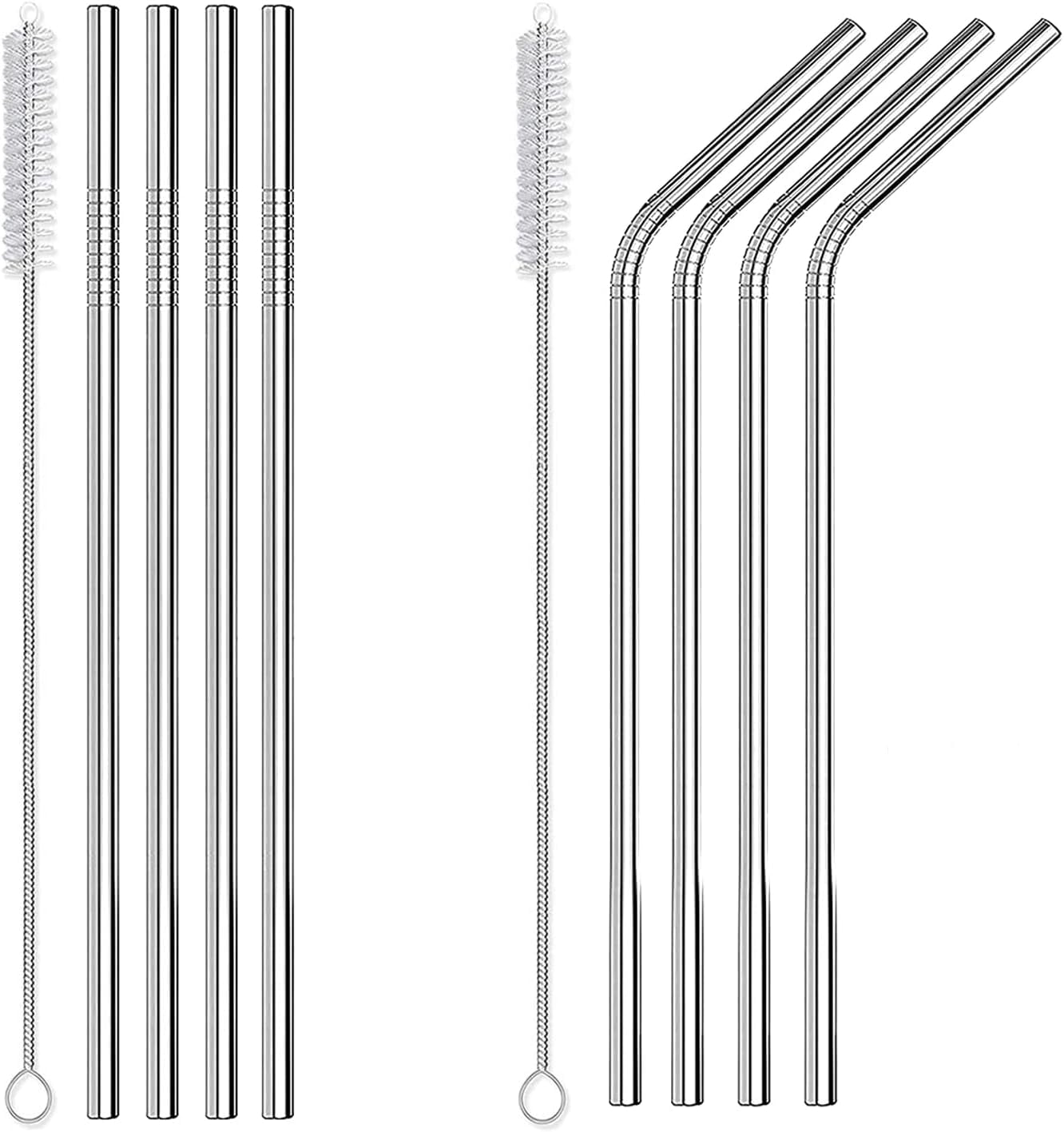 LSC Reusable Metal Straws Drinking Stainless Steel Straw with 2 Cleaner ...