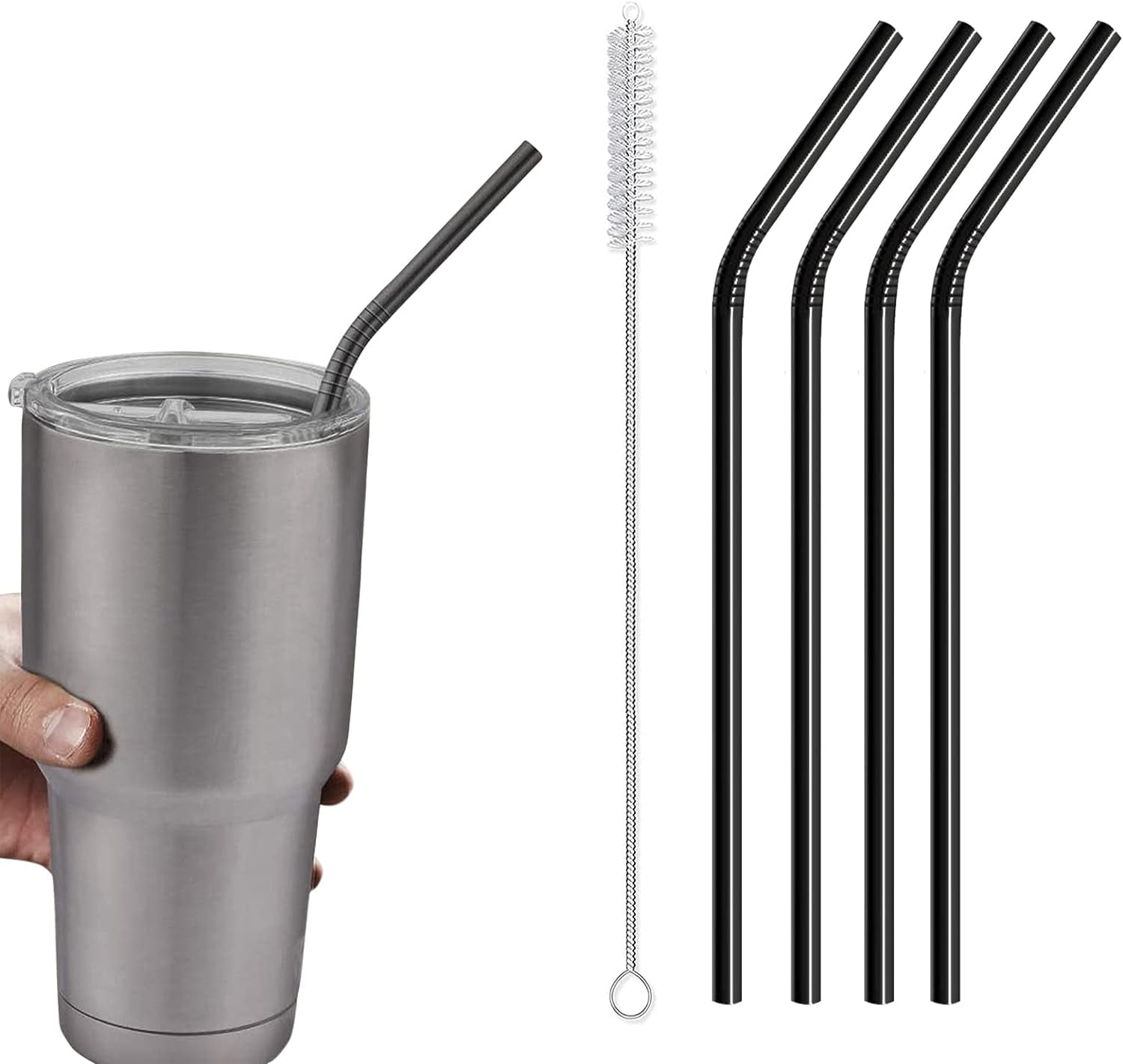 LSC Reusable Metal Straws Drinking Stainless Steel Straw with Cleaner ...