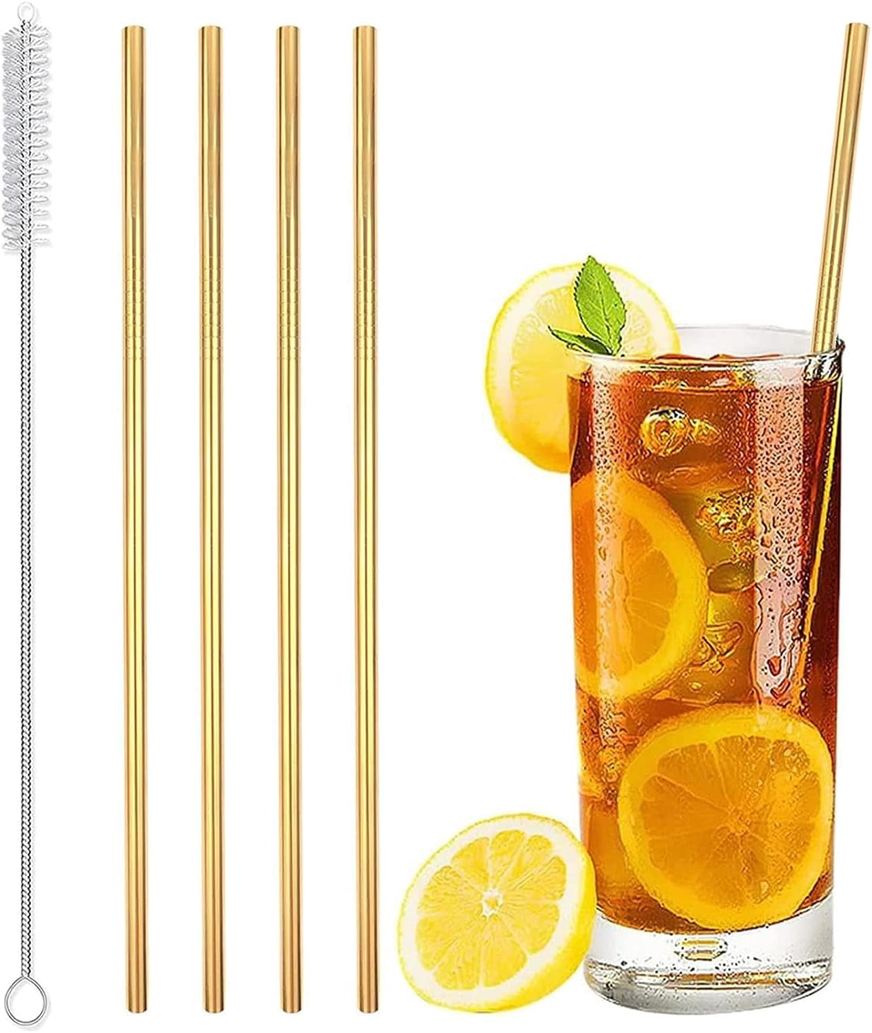 LSC Reusable Metal Straws Drinking Stainless Steel Straw with Cleaner ...