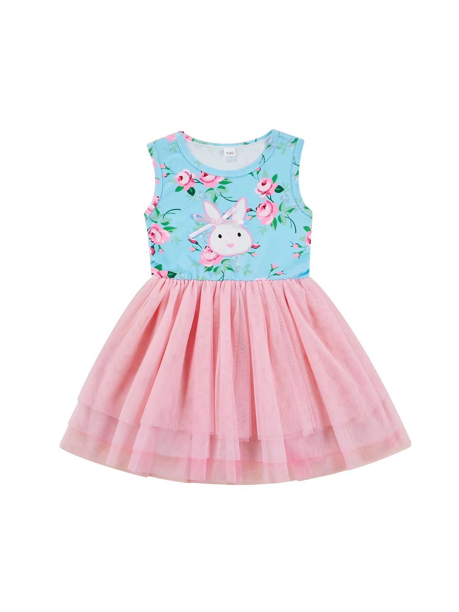 LSFYSZD Baby Girl Cute Cartoon Rabbit Print Dress Tulle Tutu Dresses 2 ...