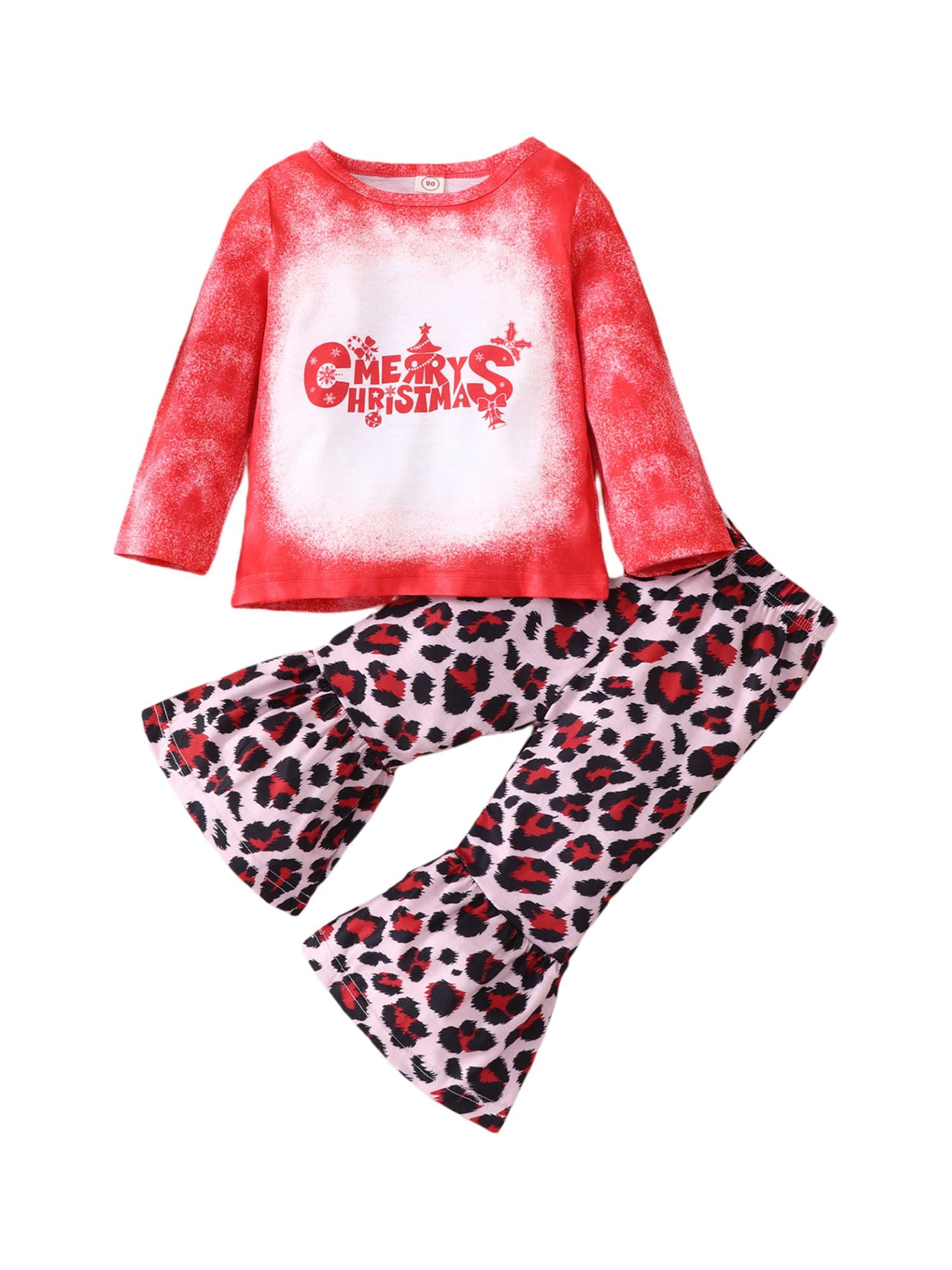 LSFYSZD Girls Christmas Clothes Set Pullover and Leopard Print Trousers ...