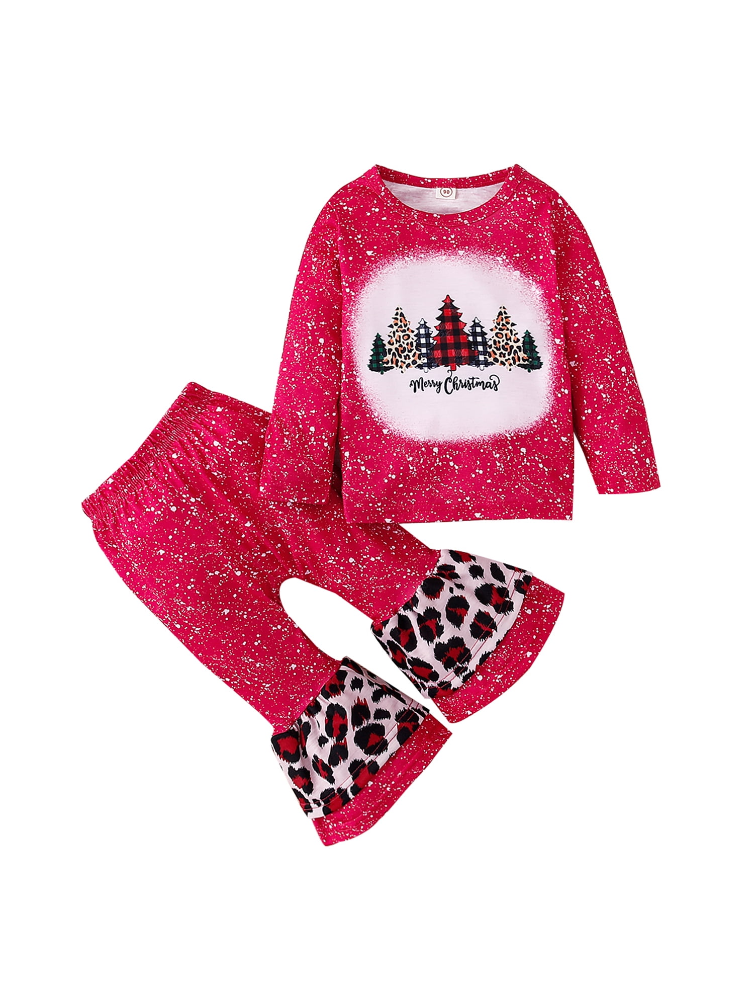 LSFYSZD Girls Christmas Clothes Set Pullover and Leopard Print Trousers ...