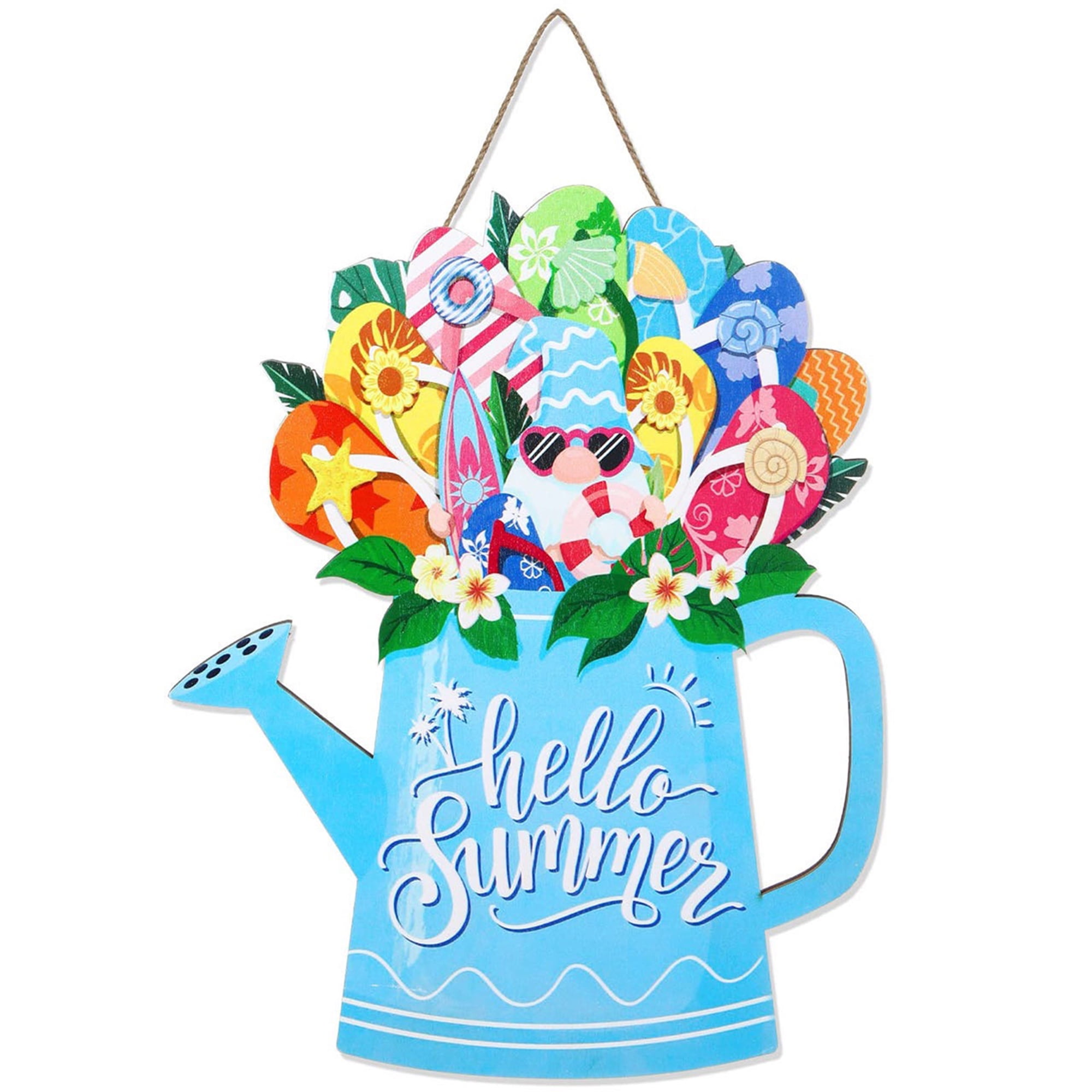 LSFYSZD Kettle Door Sign Funny Hello Summer Hanging Sign Welcome Summer ...
