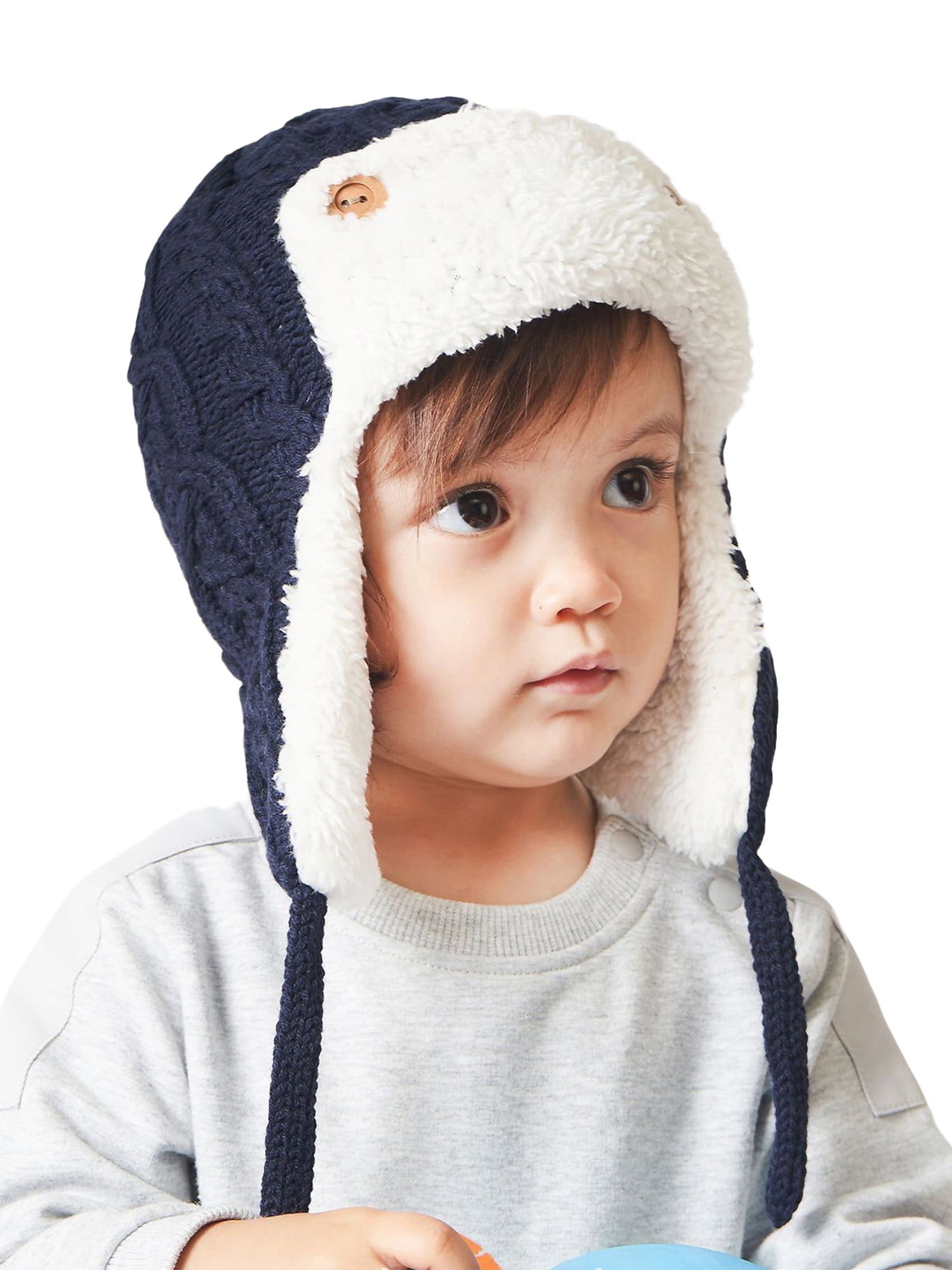 LSFYSZD Kids Knitted Trapper Beanie, Adjustable Strap Pilot Hat, Warm ...