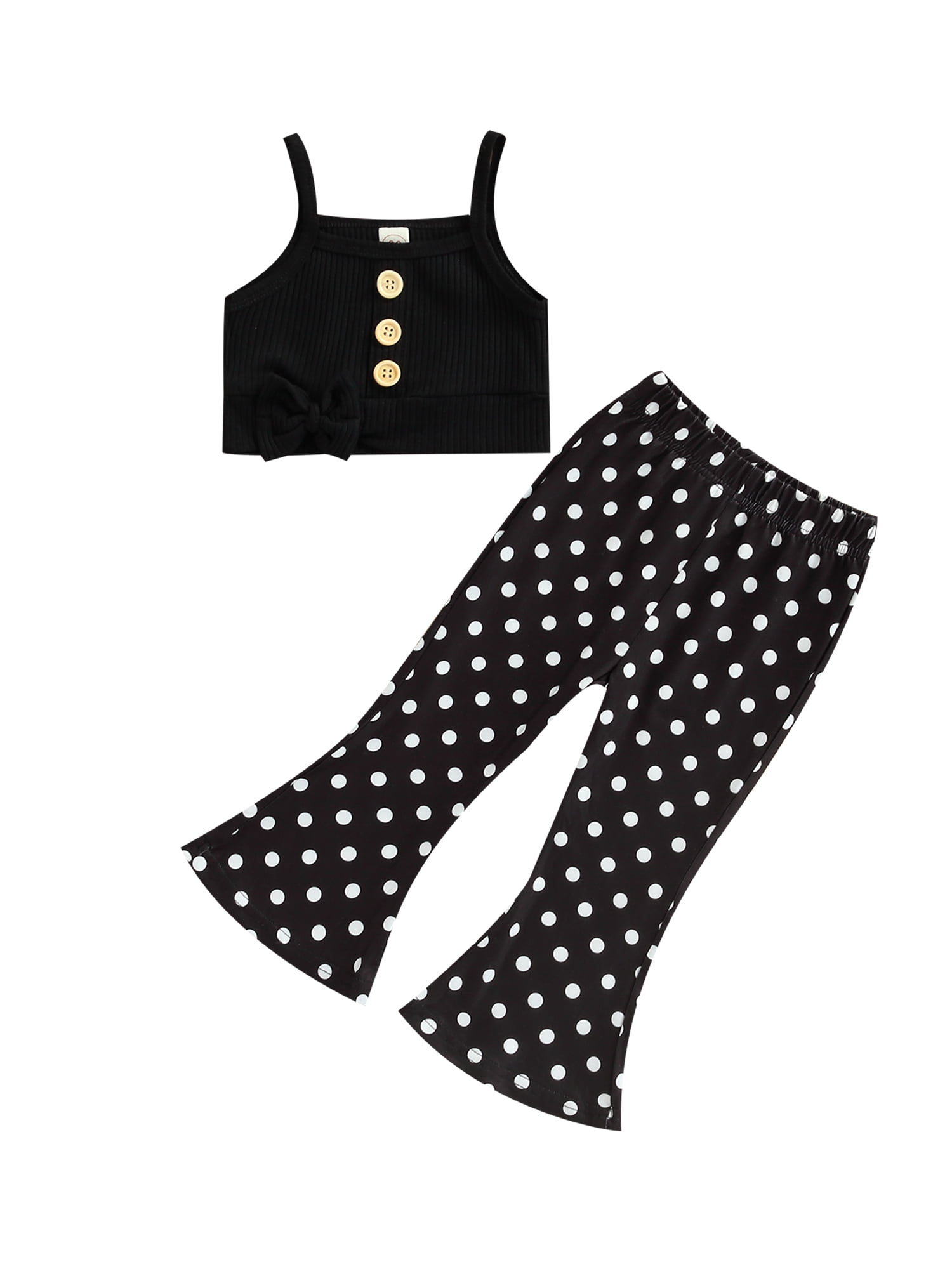LSFYSZD Little Girls Two-Piece Outfits, Sleeveless Front Buttons ...