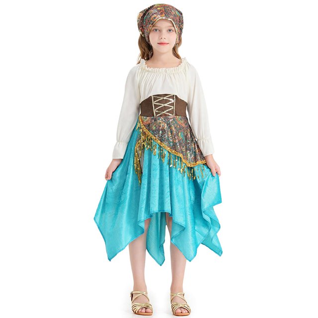 LSFYSZD Toddler Girls Gypsy Costume Long Sleeve Irregular Dance Dress ...