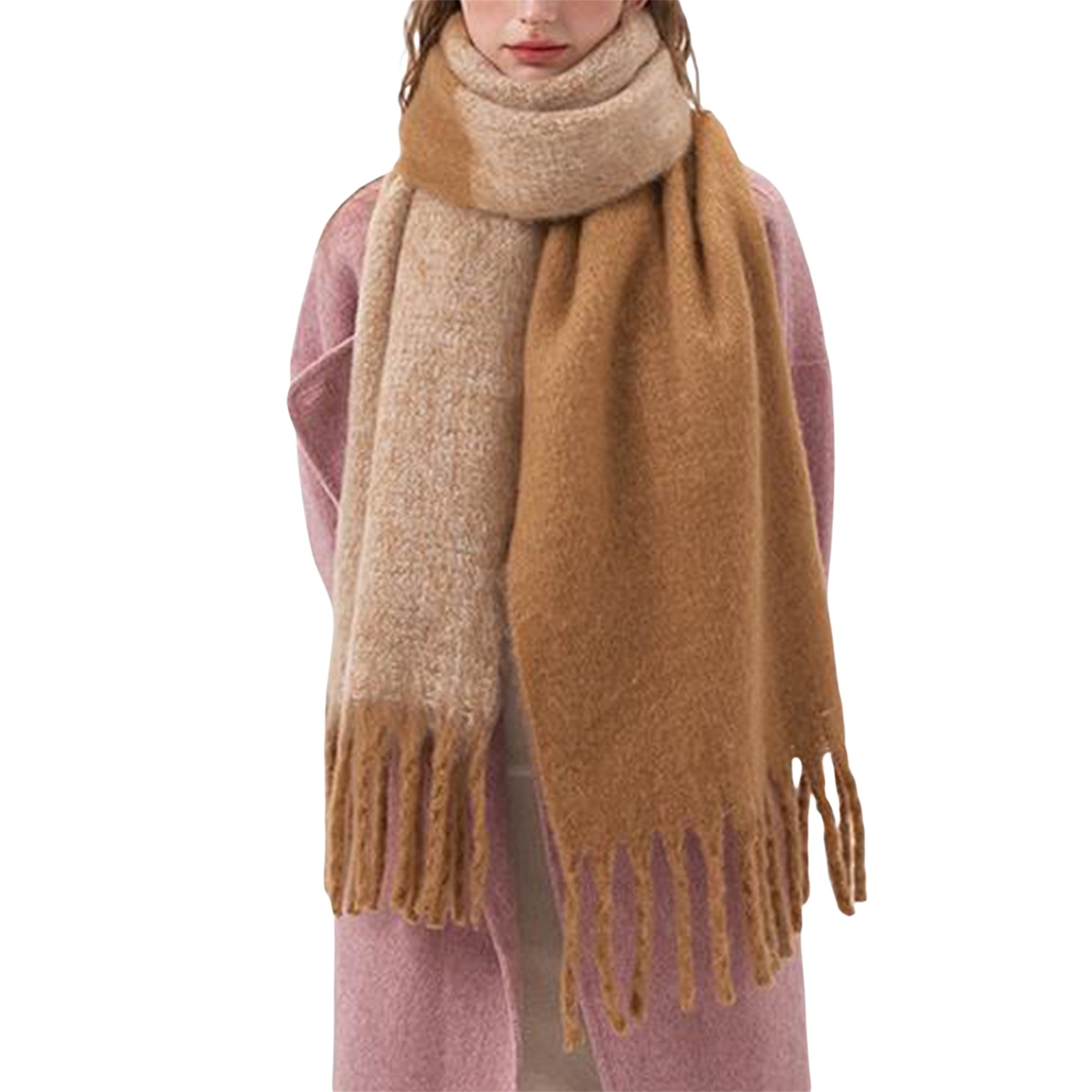 LSFYSZD Women Scarf, Elegant Contrast Color Tasseled Warm Shawl Wrap ...