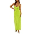 Lsfyszd Womens Lace Dress Sleeveless Spaghetti Strap Solid Color