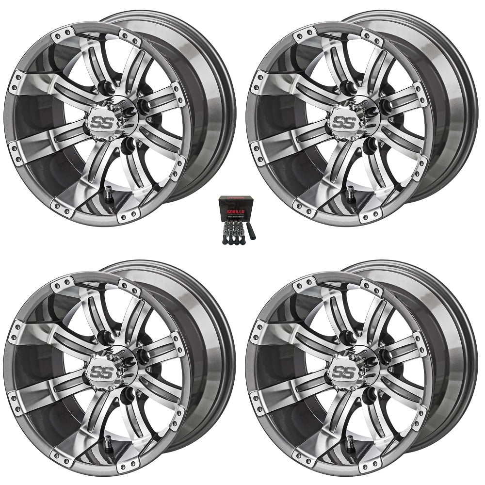 LSI 14" Casino Machined/Gunmetal Golf Cart Wheels/Rims Yamaha - Walmart.com