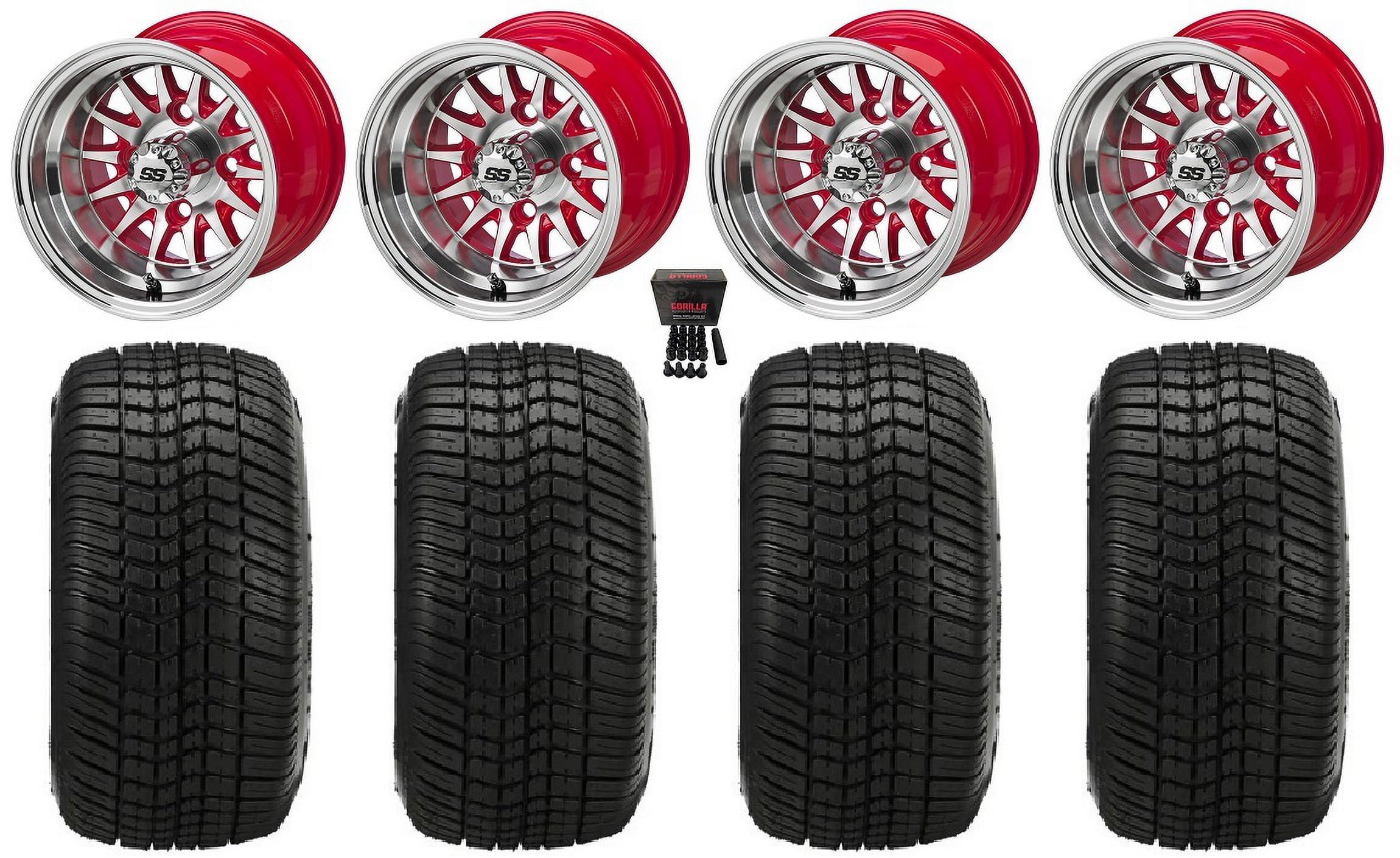 LSI 14-Spoke 10" Golf Wheels Red Elite 205x50-10 Tires Yamaha - Walmart.com
