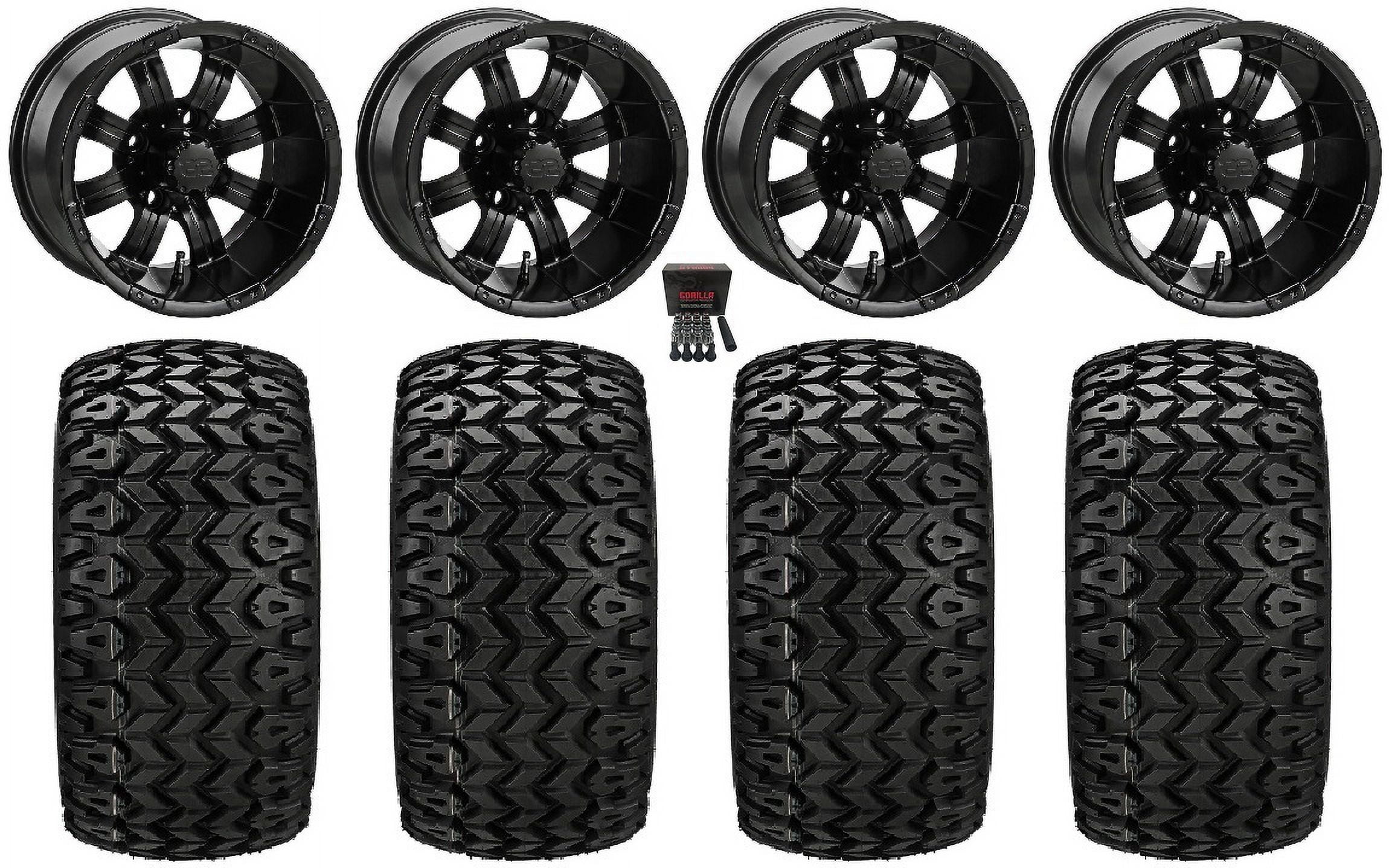 LSI Casino 12" Golf Wheels Black 20" Sierra Sport Tires E-Z-GO & Club ...