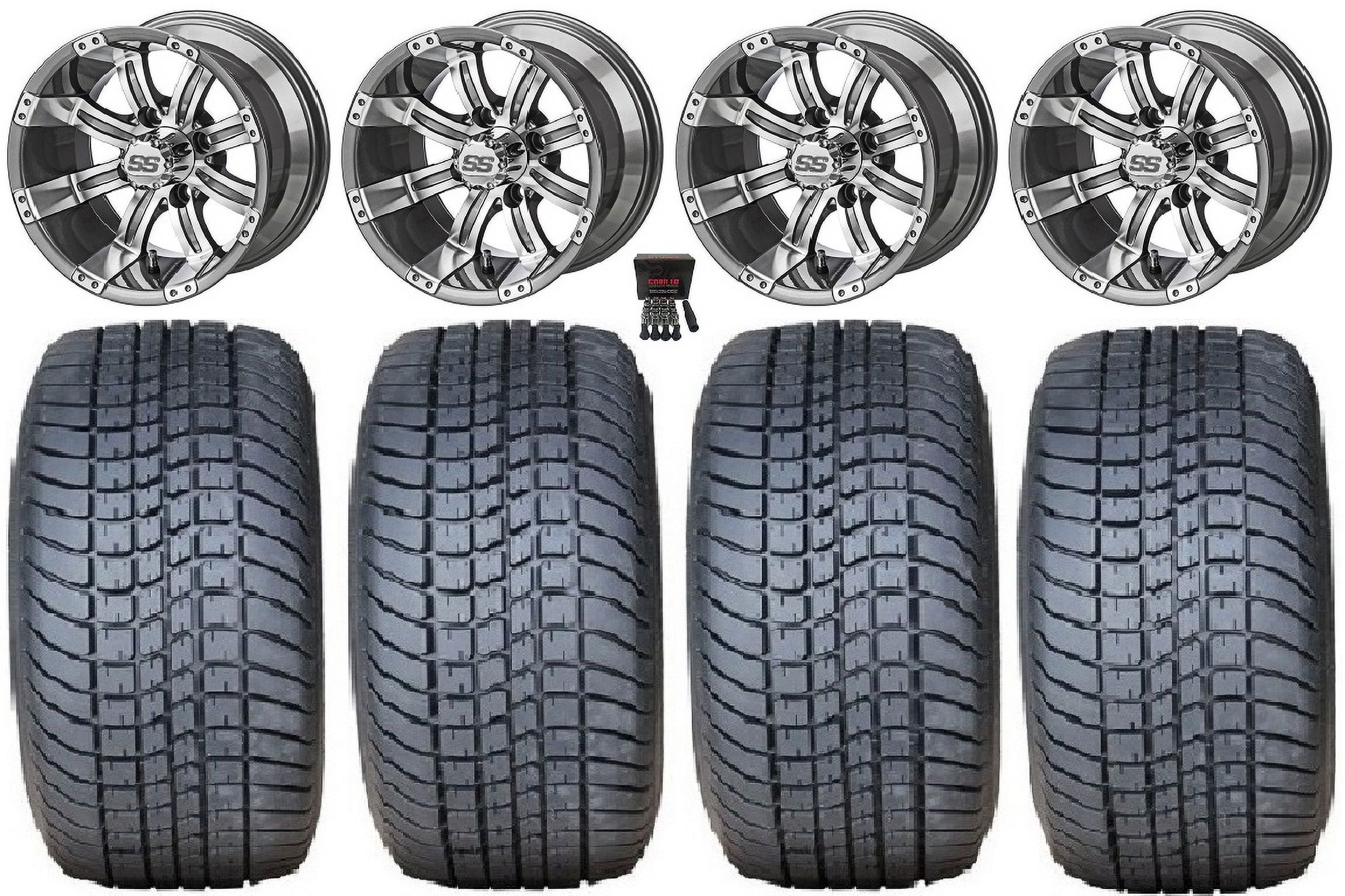LSI Casino 12" Gunmetal Golf Wheels 225x35-12 Lo Pro Tires E-Z-GO ...