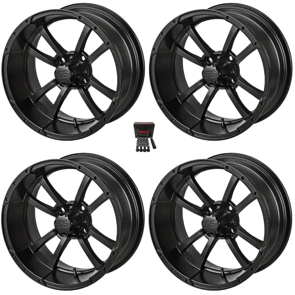 LSI Maltese Cross 15" Golf Cart Wheels/Rims Matte Black Yamaha ...
