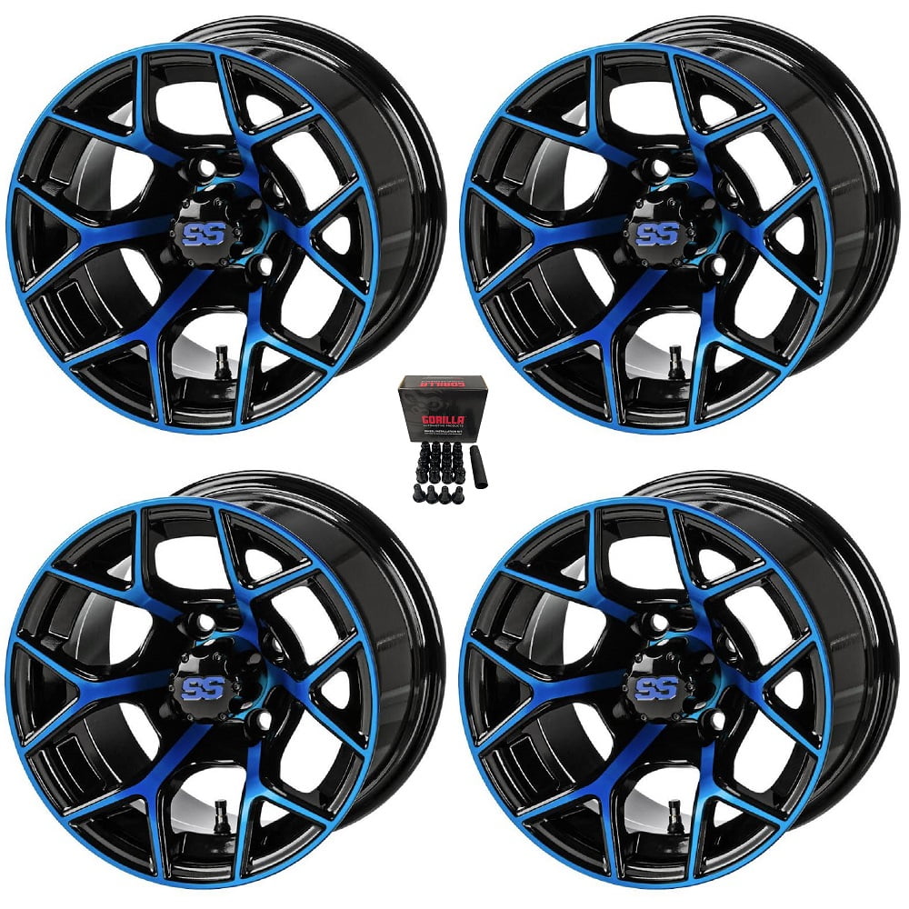 LSI Ninja 12" Golf Cart Wheels/Rims Black/Blue E-Z-GO & Club Car ...