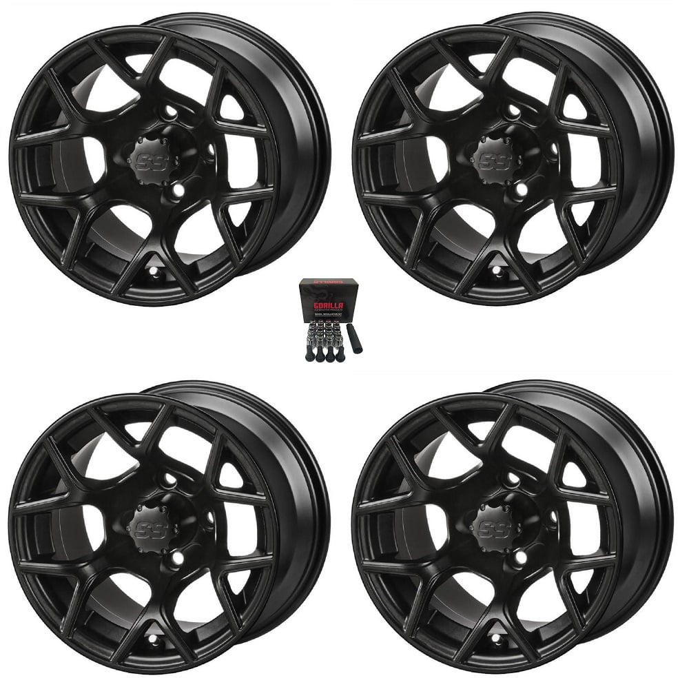 LSI Ninja 12" Golf Cart Wheels/Rims Matte Black E-Z-GO & Club Car ...