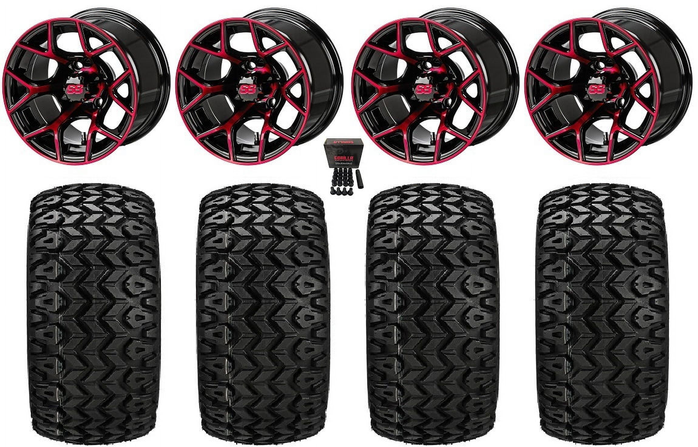 LSI Ninja 14" Golf Wheels Black/Red 23" Sierra Sport Tires E-Z-GO ...