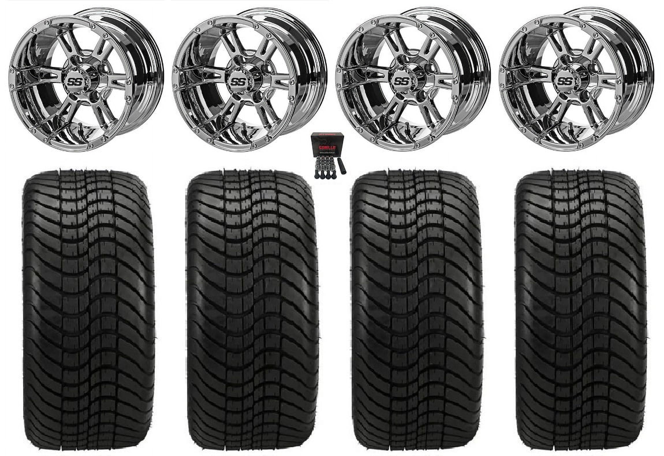 LSI Raptor 12" Golf Cart Wheels Mirror Elite 215x35-12 Tires E-Z-GO ...