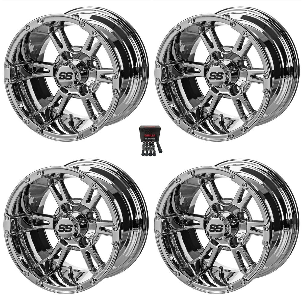 LSI Raptor 12" Golf Cart Wheels/Rims Mirror Yamaha - Walmart.com
