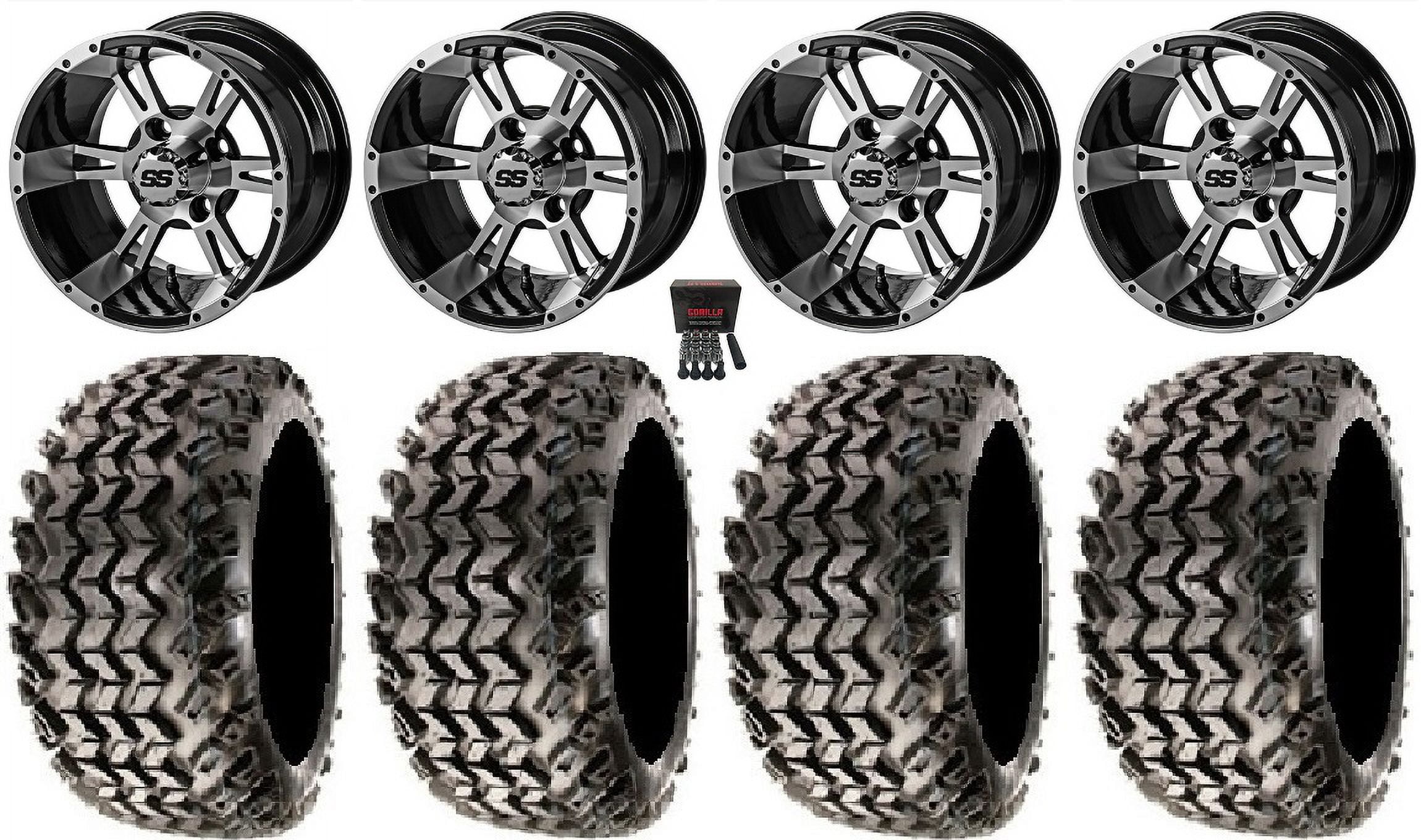 LSI Raptor 12" Golf Wheels Bk/Machined 22" Classic A/T Tires Yamaha ...