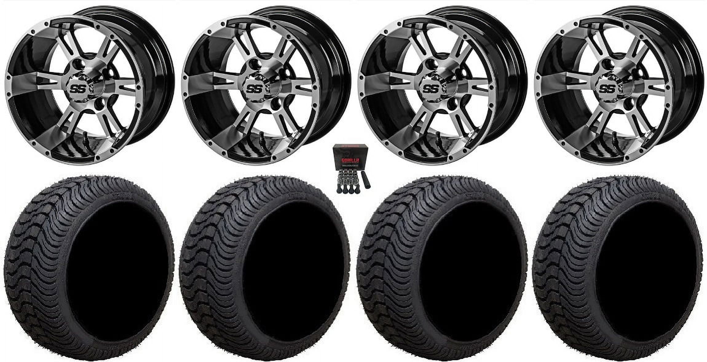 LSI Raptor 12" Golf Wheels Black/Machined 215x50 Cruze Tires Yamaha ...