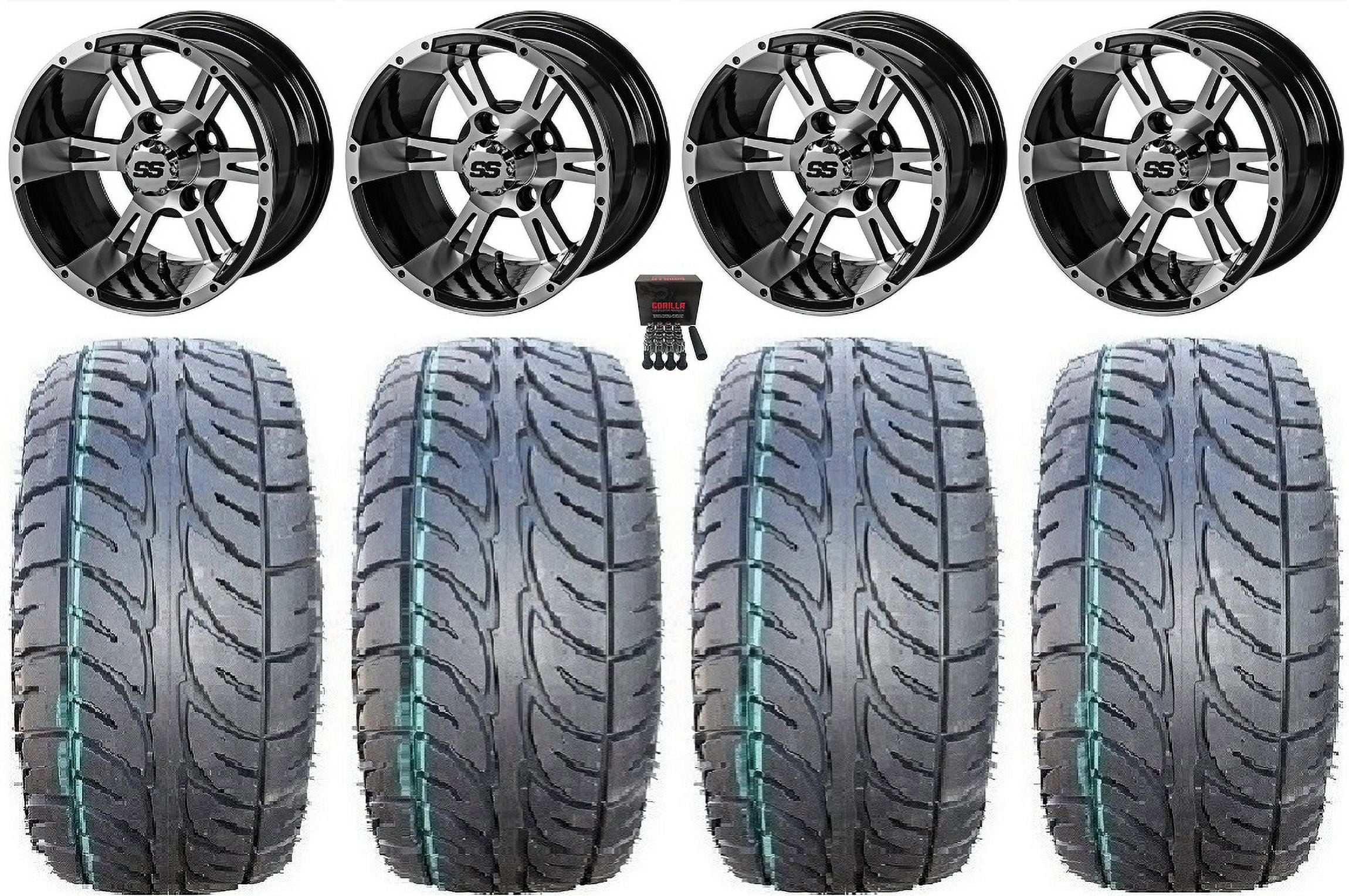 LSI Raptor 12" Golf Wheels Black/Machined 23" Fusion ST Tires Yamaha ...