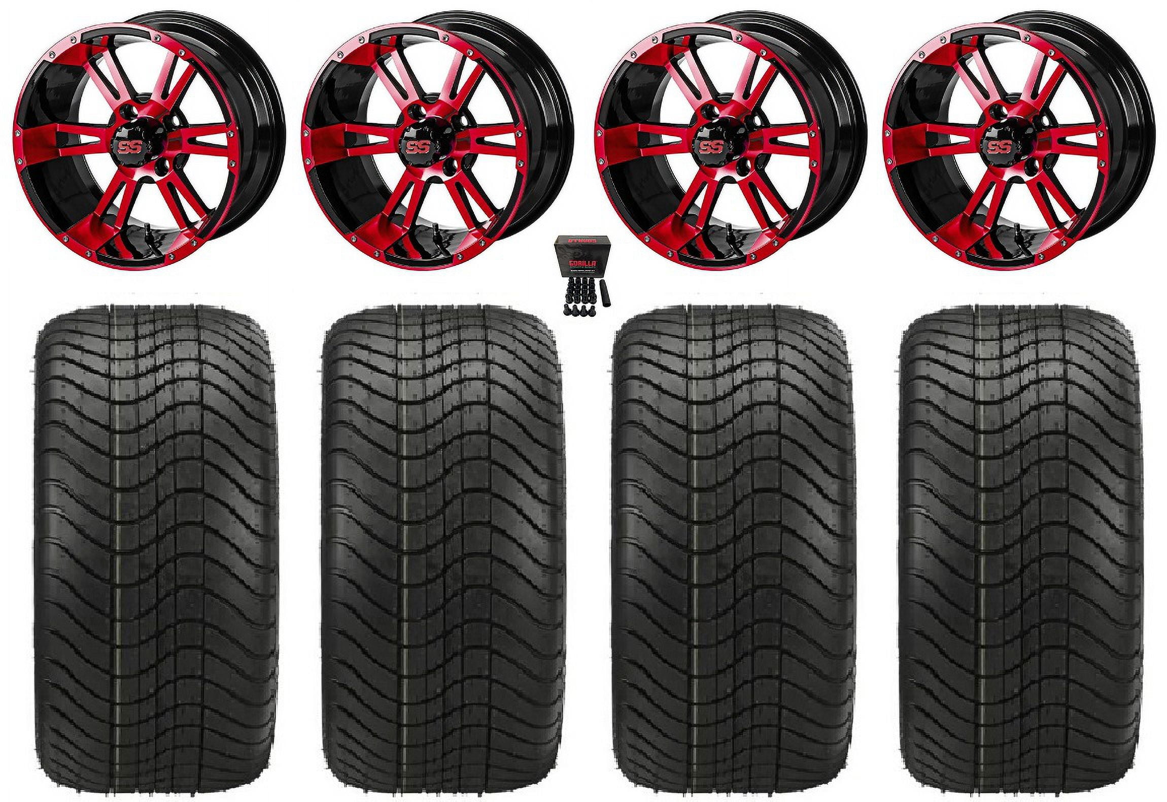 LSI Raptor 12" Golf Wheels Black/Red Elite 23x10-12 Tires E-Z-GO & Club ...