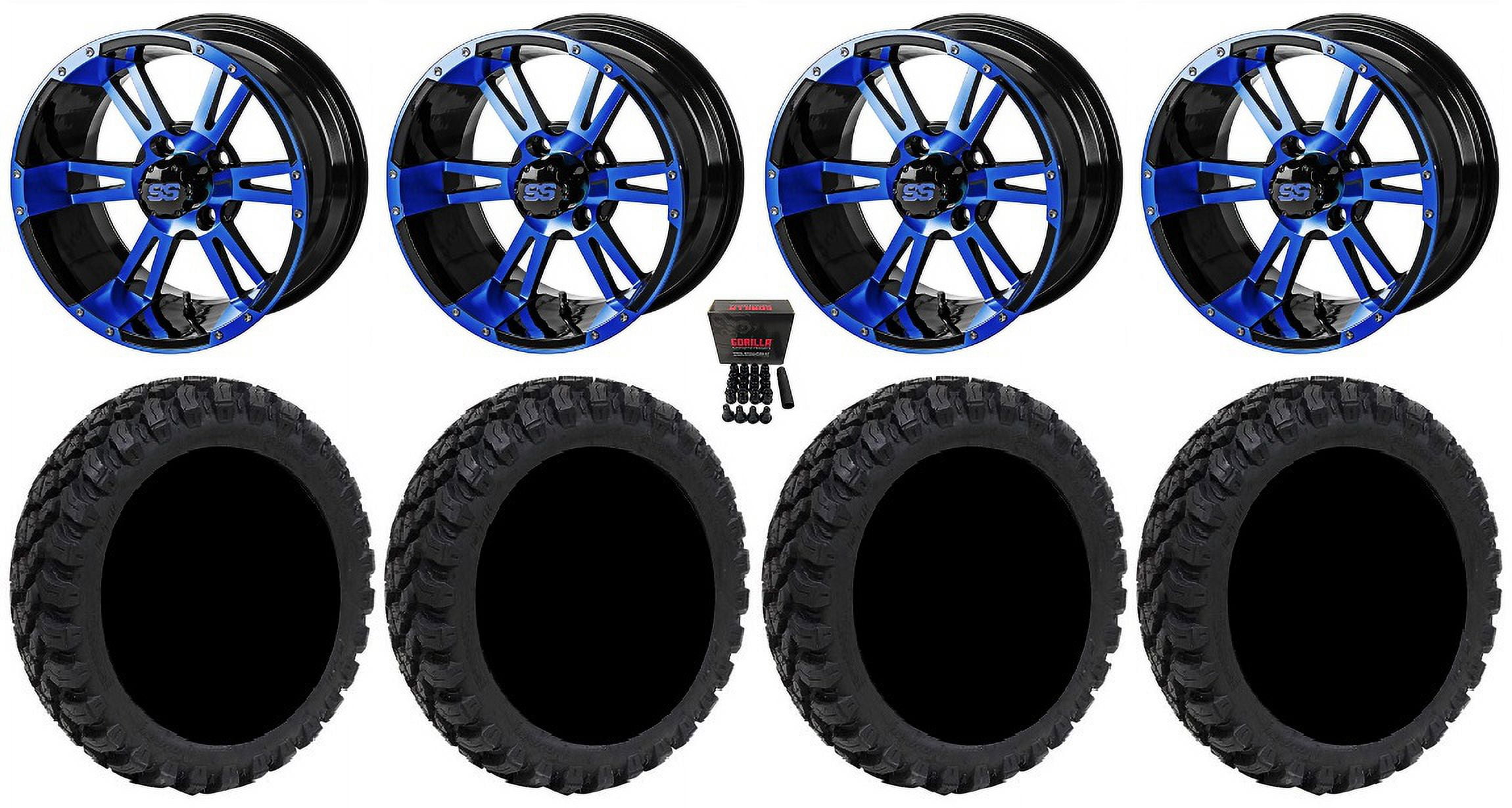 LSI Raptor 14" Golf Wheels Black/Blue 23" Nomad Tires Yamaha - Walmart.com