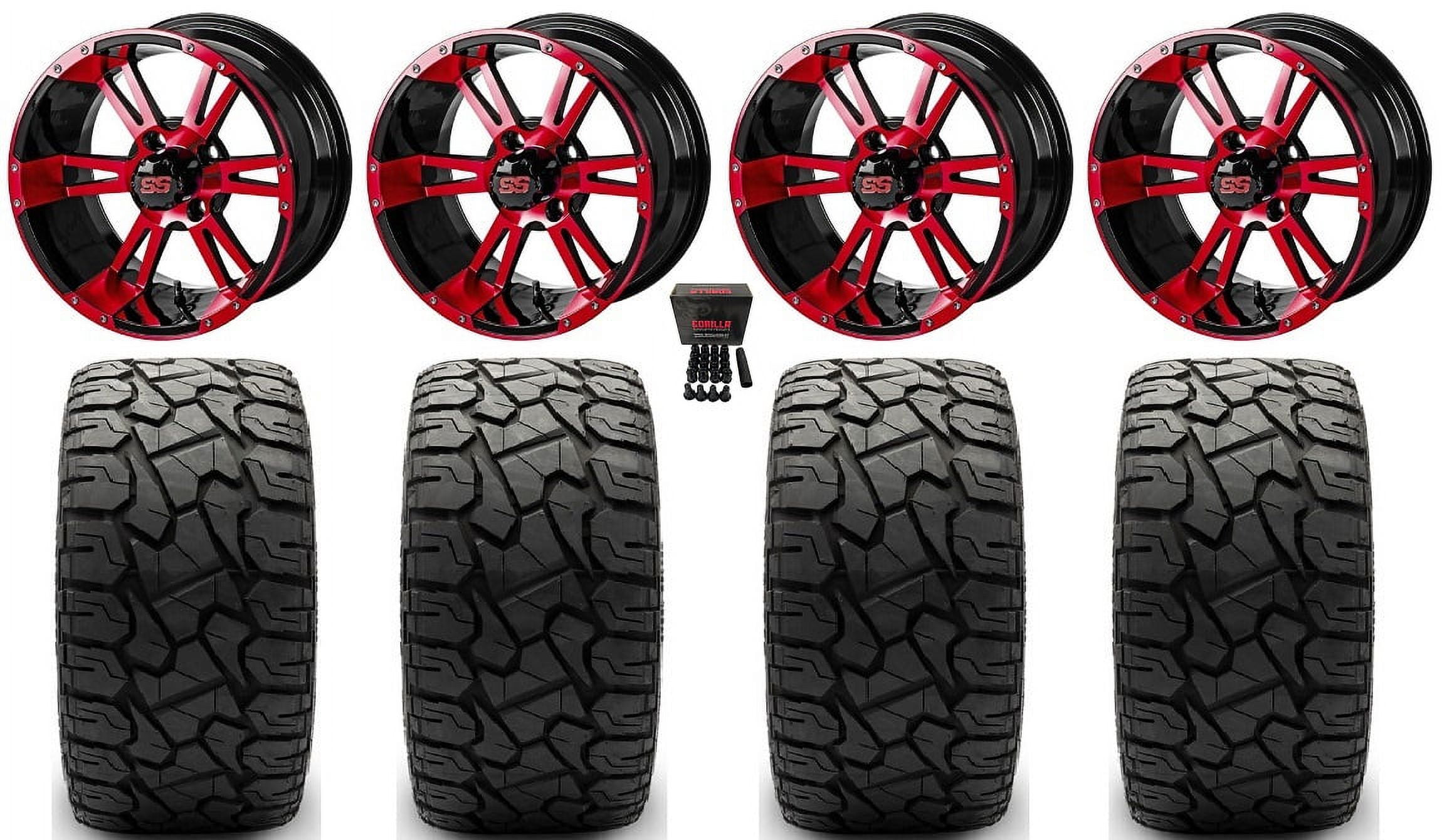LSI Raptor 14" Golf Wheels Black/Red 23" X Comp X/T Tires Yamaha ...