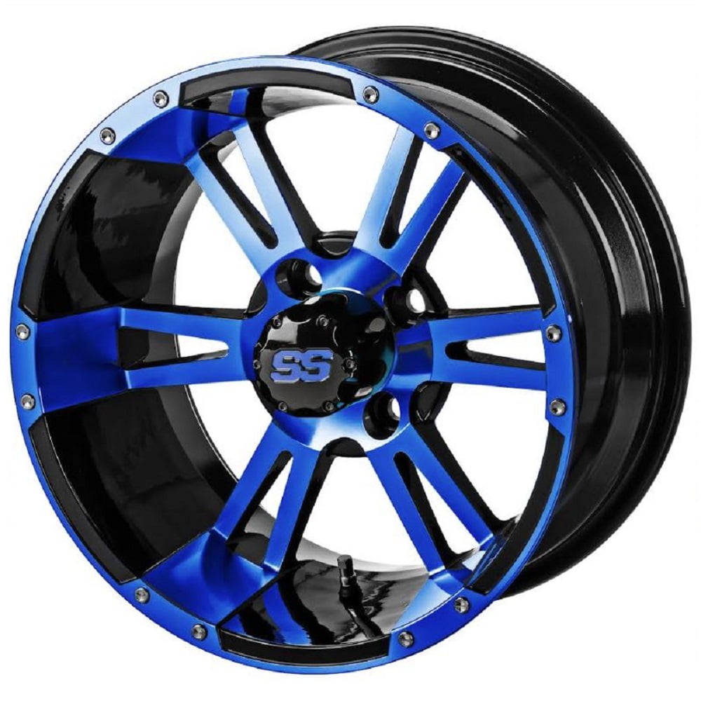 LSI Raptor 14x7 Golf Cart Wheel - Black/Blue 3+4 [14184] - Walmart.com