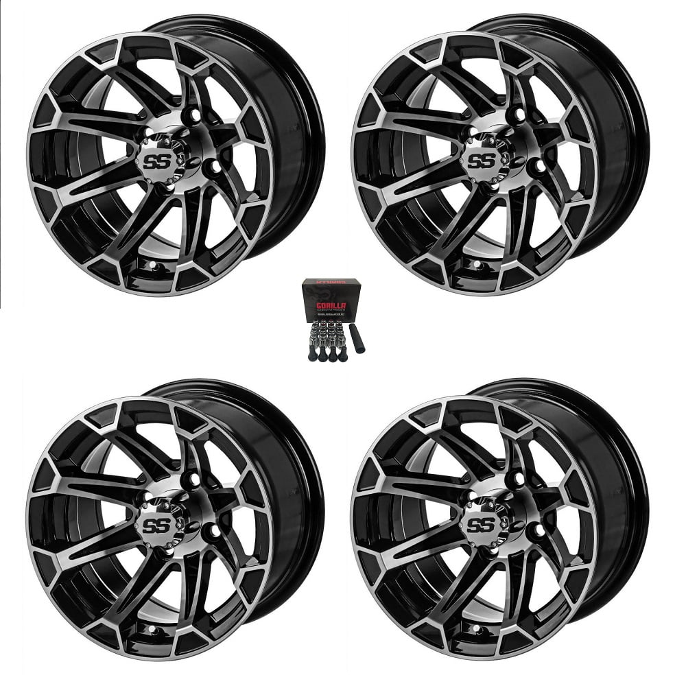 LSI Viking 12" Golf Cart Wheels/Rims Black/Machined Yamaha - Walmart.com