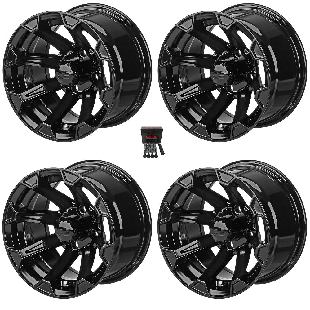 LSI Viking 12" Golf Cart Wheels/Rims Gloss Black Yamaha - Walmart.com