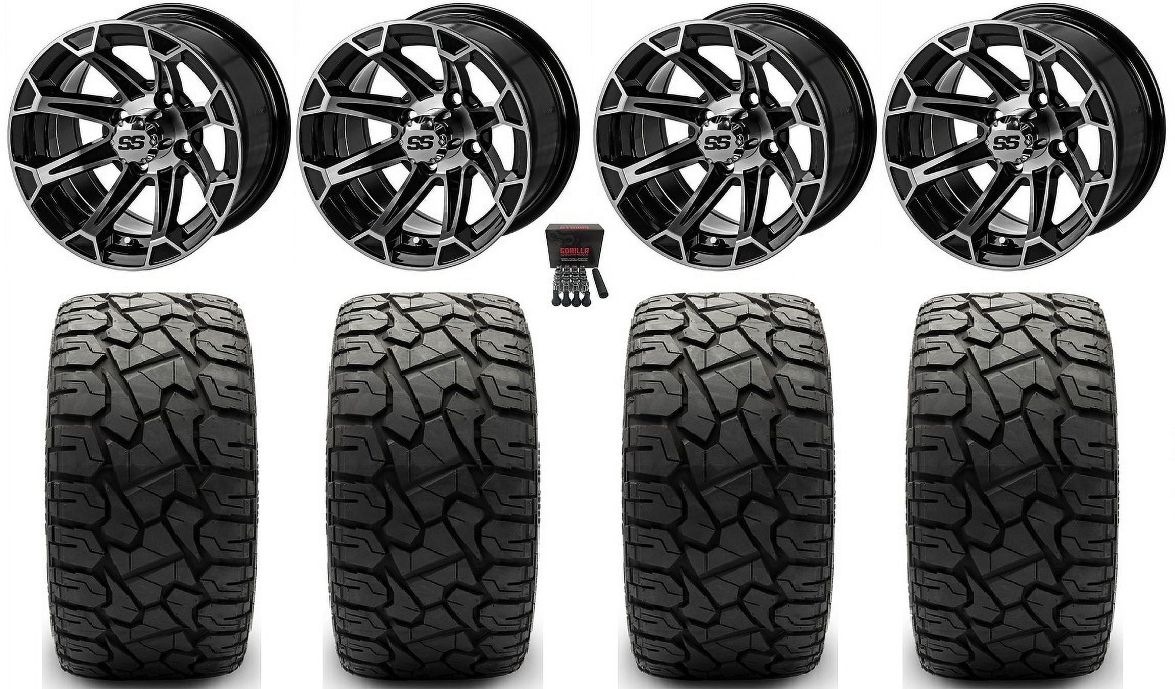 LSI Viking 12" Golf Wheels Bk/Machined 205x35 X Comp X/T Tires E-Z-GO ...