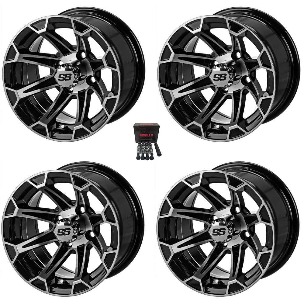 LSI Viking 14" Golf Cart Wheels/Rims Black/Machined Yamaha - Walmart.com