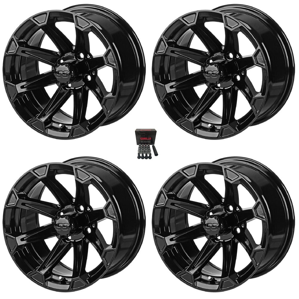 LSI Viking 14" Golf Cart Wheels/Rims Gloss Black E-Z-GO & Club Car ...
