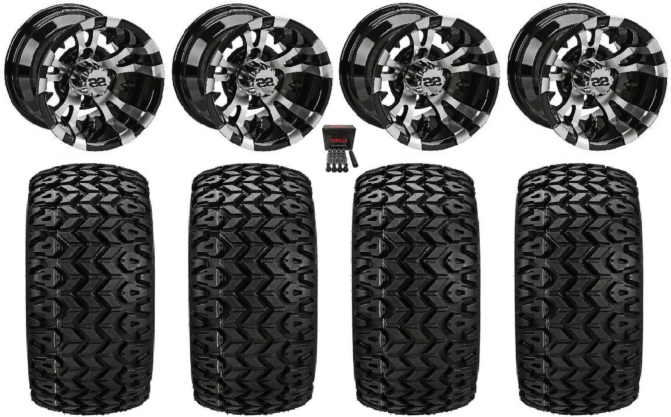 LSI Warlock 10" Golf Wheels Black 20" Sierra Sport Tires E-Z-GO & Club ...