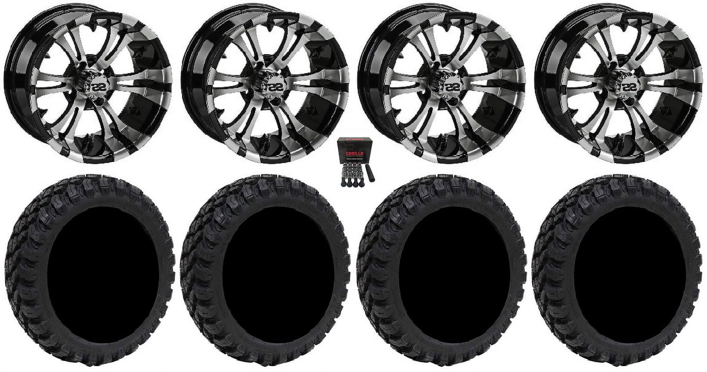 LSI Warlock 12" Golf Wheels Black 22" Nomad Tires E-Z-GO & Club Car ...