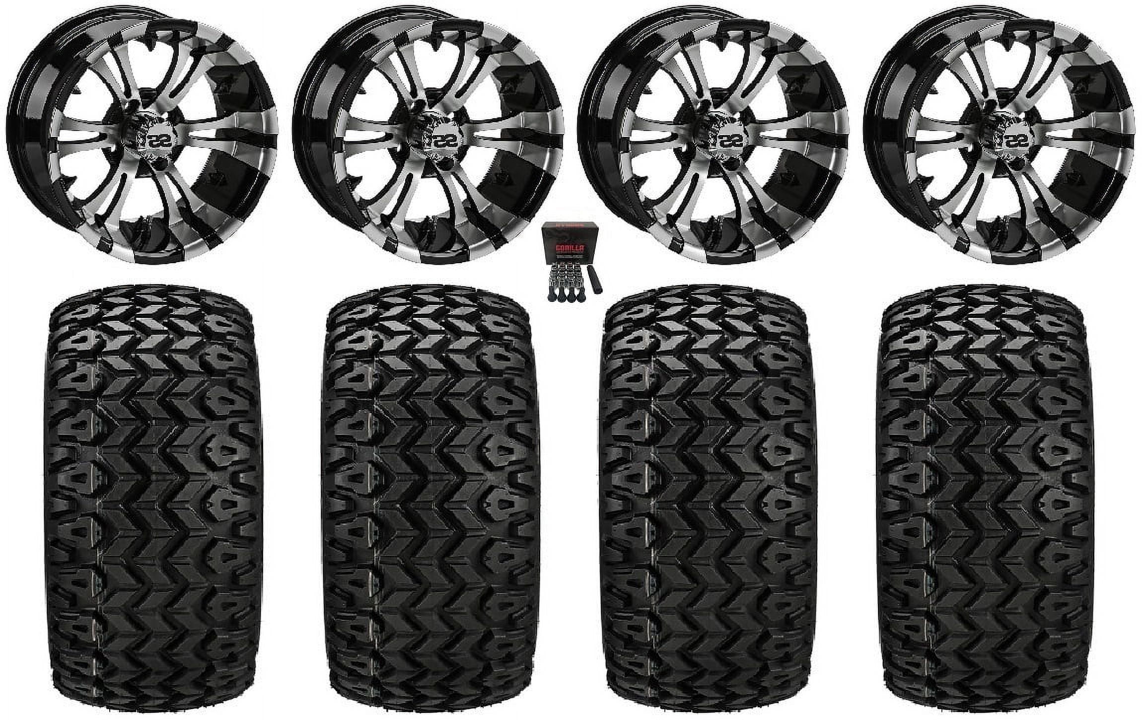 LSI Warlock 12" Golf Wheels Black 23" Sierra Sport Tires E-Z-GO & Club ...
