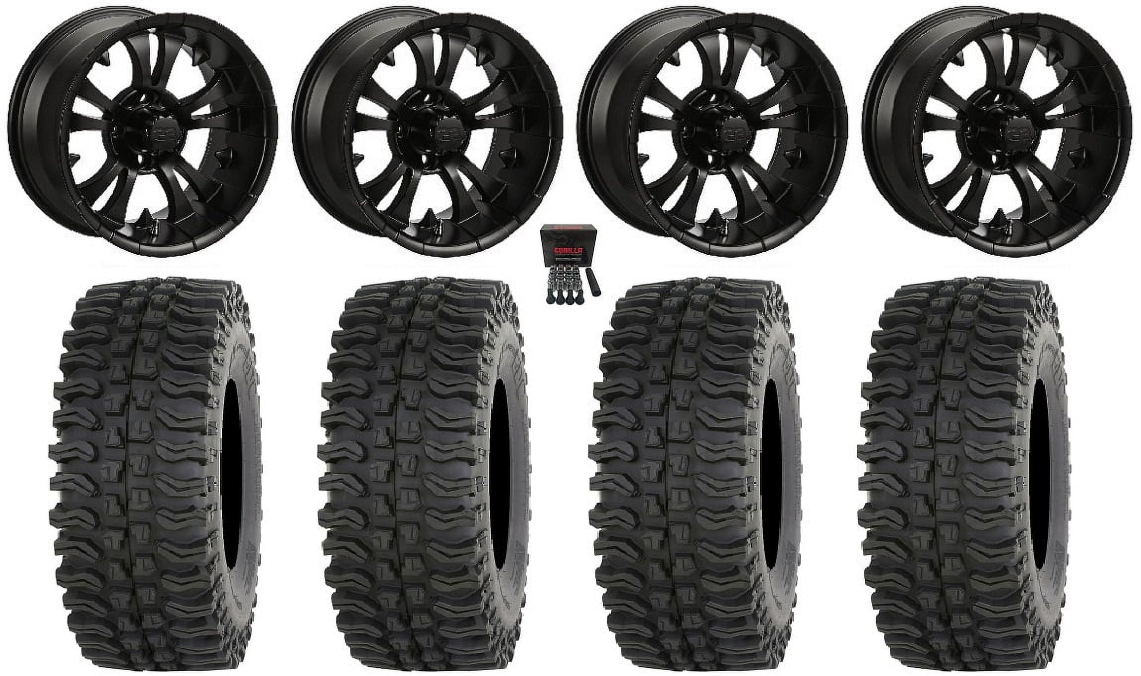 LSI Warlock 14" Golf Wheels Black 23" BDC Tires Yamaha - Walmart.com