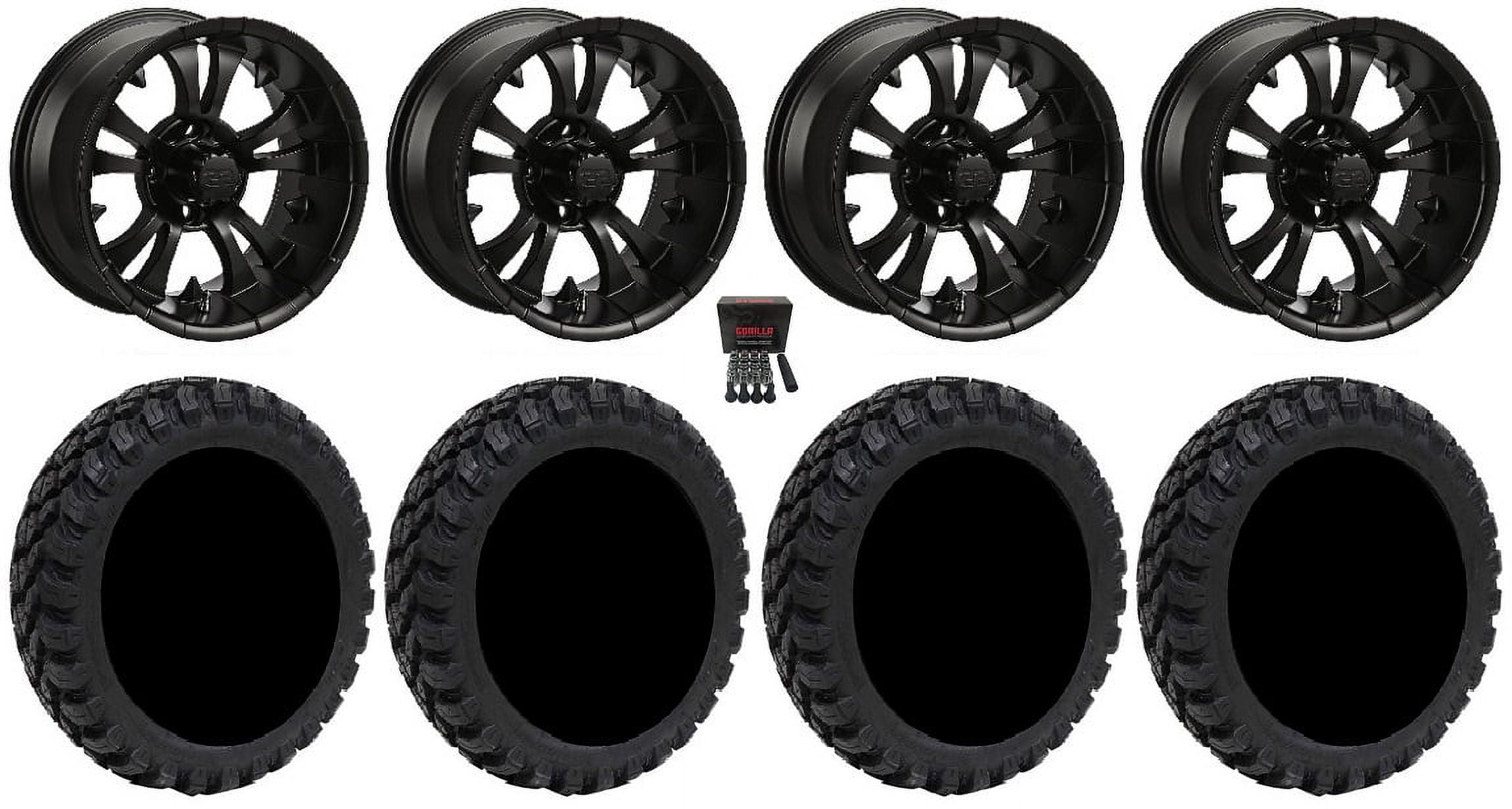 LSI Warlock 14" Golf Wheels Black 23" Nomad Tires E-Z-GO & Club Car ...