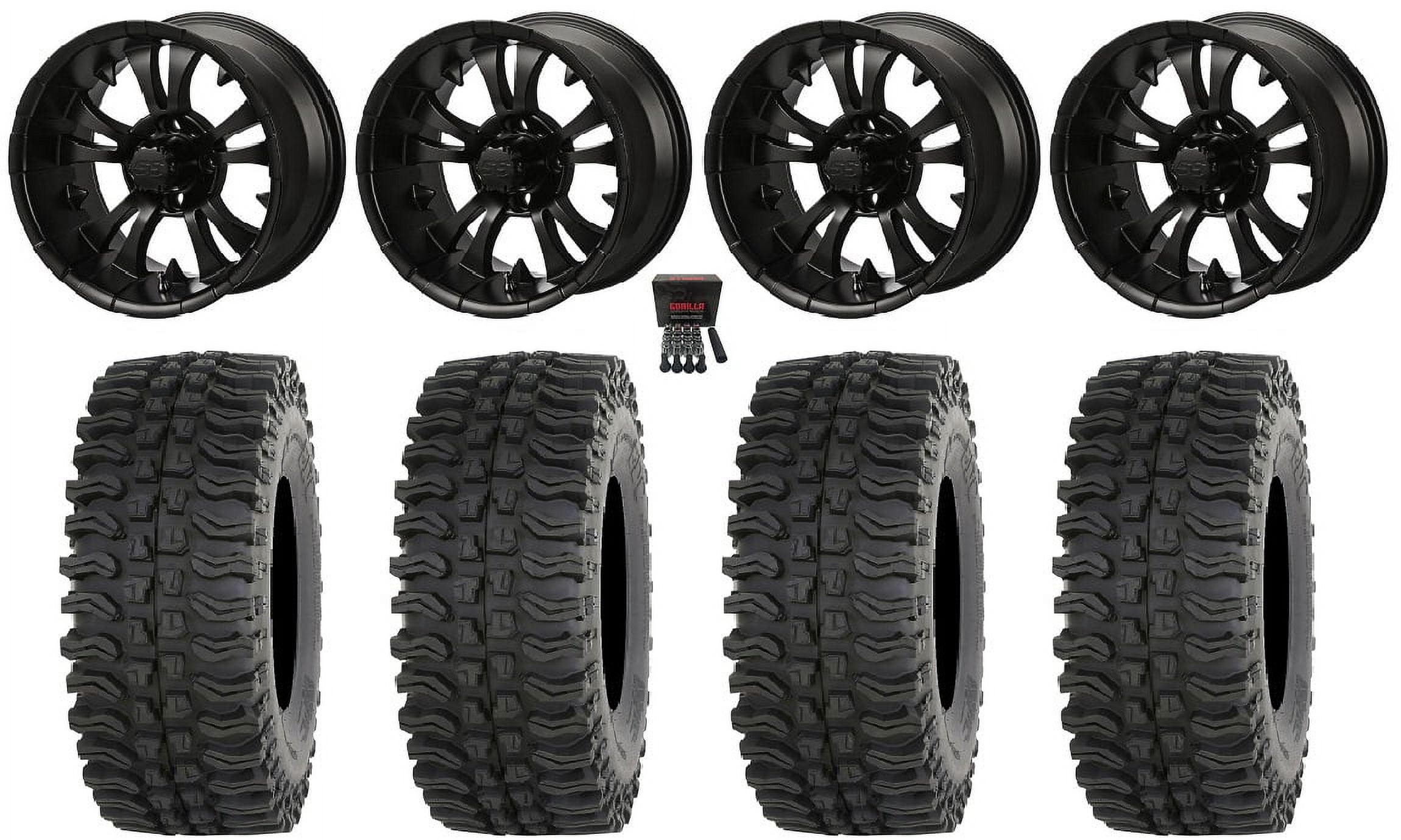 LSI Warlock 14" Golf Wheels Gloss Black 23" BDC Tires Yamaha - Walmart.com