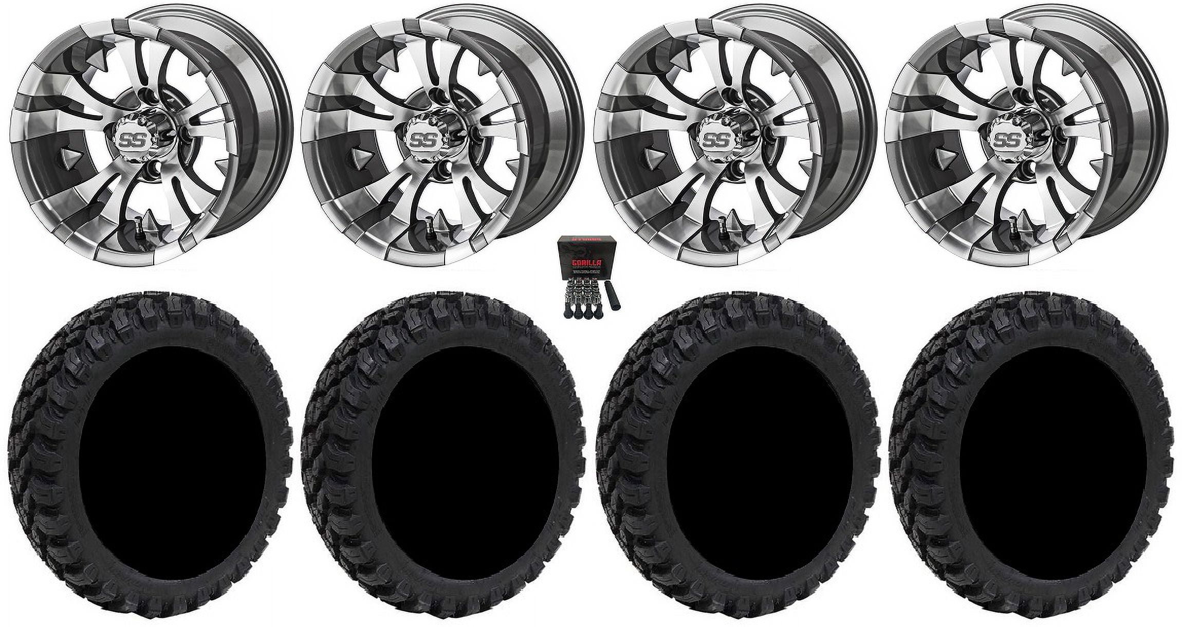 LSI Warlock 14" Golf Wheels Gunmetal 23" Nomad Tires E-Z-GO & Club Car ...
