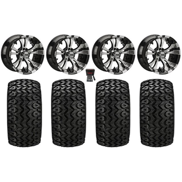 LSI Warlock 14" Golf Wheels Machined 23" Sierra Tires E-Z-GO & Club Car ...
