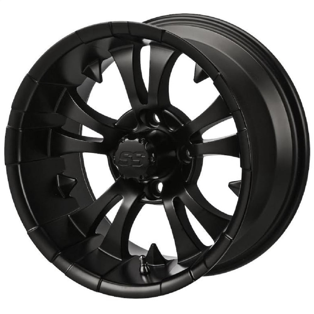 LSI Warlock 15x7 Golf Cart Wheel - Matte Black 3+4 [15122] - Walmart.com