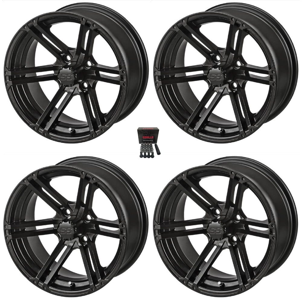 LSI Yukon 14" Golf Cart Wheels/Rims Matte Black Yamaha - Walmart.com