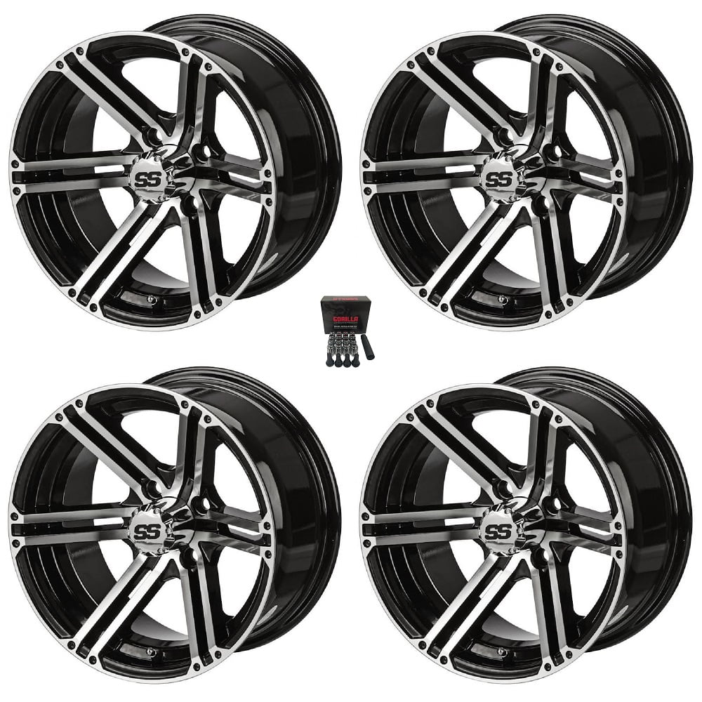 LSI Yukon 15" Golf Cart Wheels/Rims Black/Machined Yamaha - Walmart.com