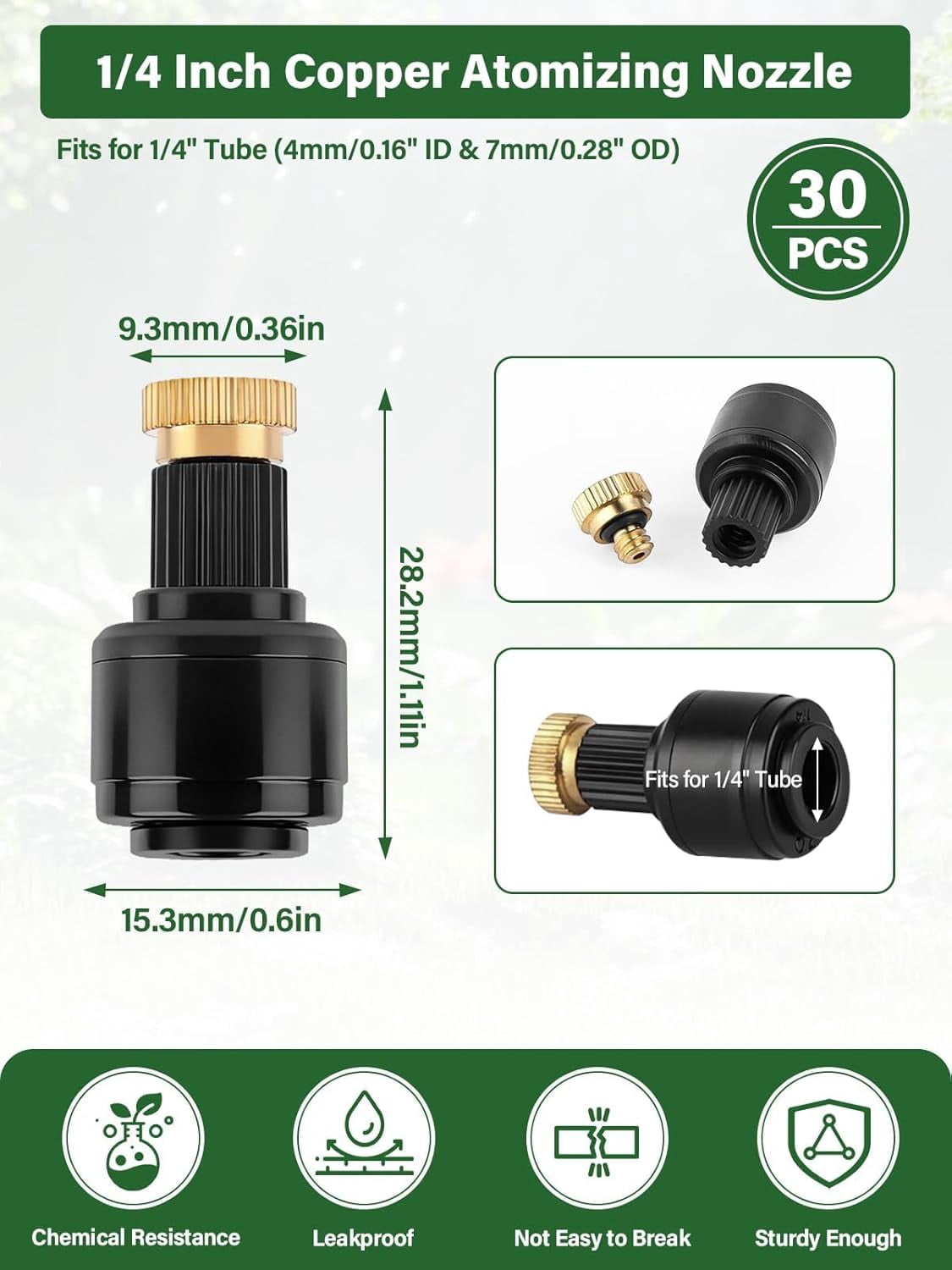 LSKJGA-30PCS 1/4" Quick Connect Brass Misting Nozzle, Copper Atomizing ...