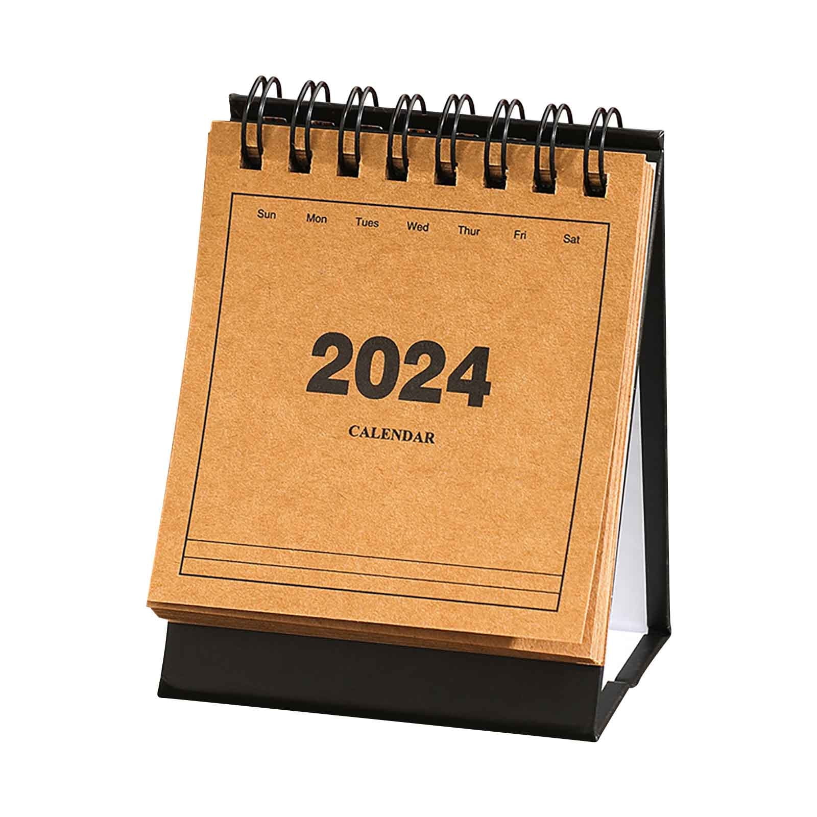 LSLJS 2024 Desktop Calendar - 4.1" Kraft Paper Mini Coil Calendar ...