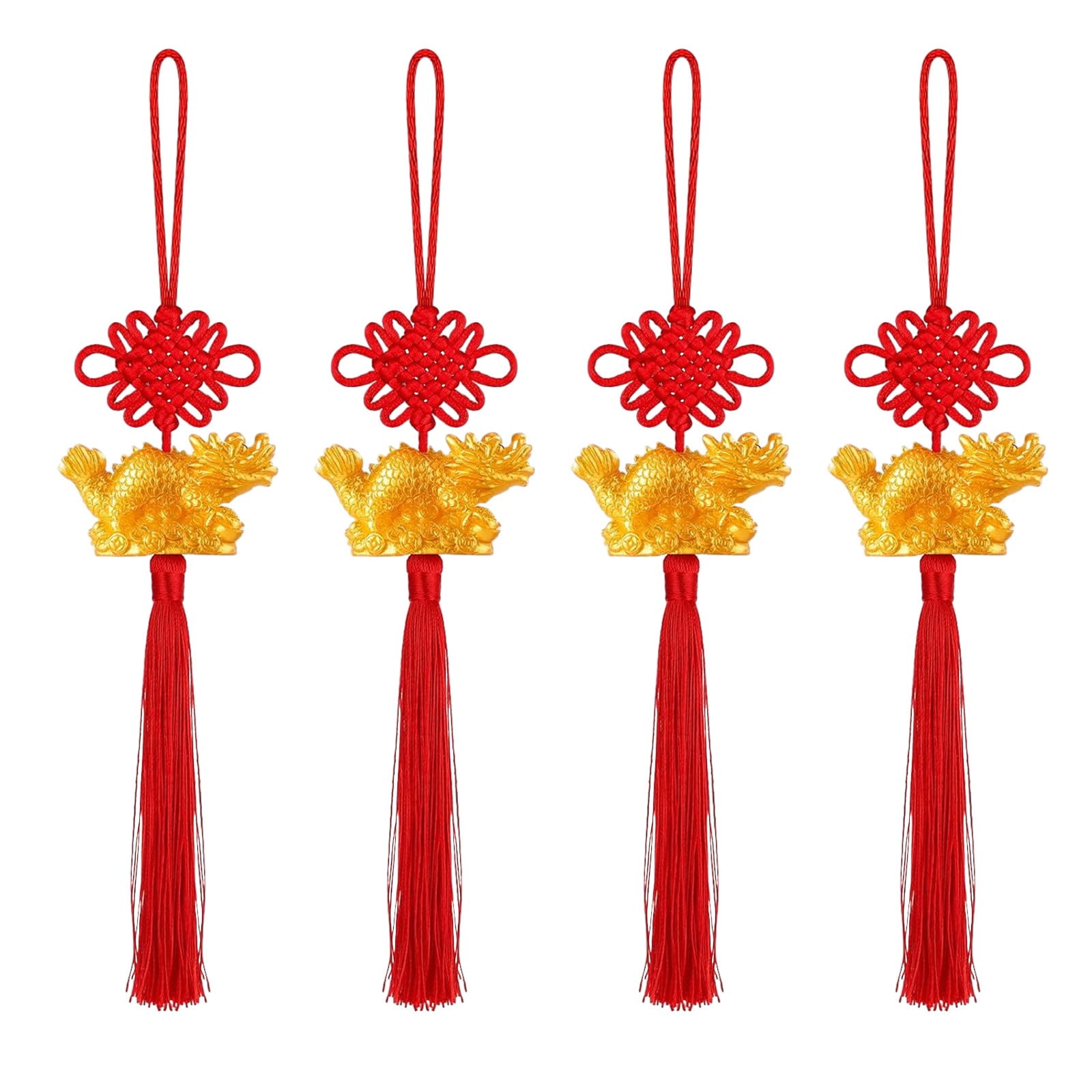 LSLJS 2024 Lunar New Year Hanging Ornaments, 4 Pcs Red Chinese Knot ...